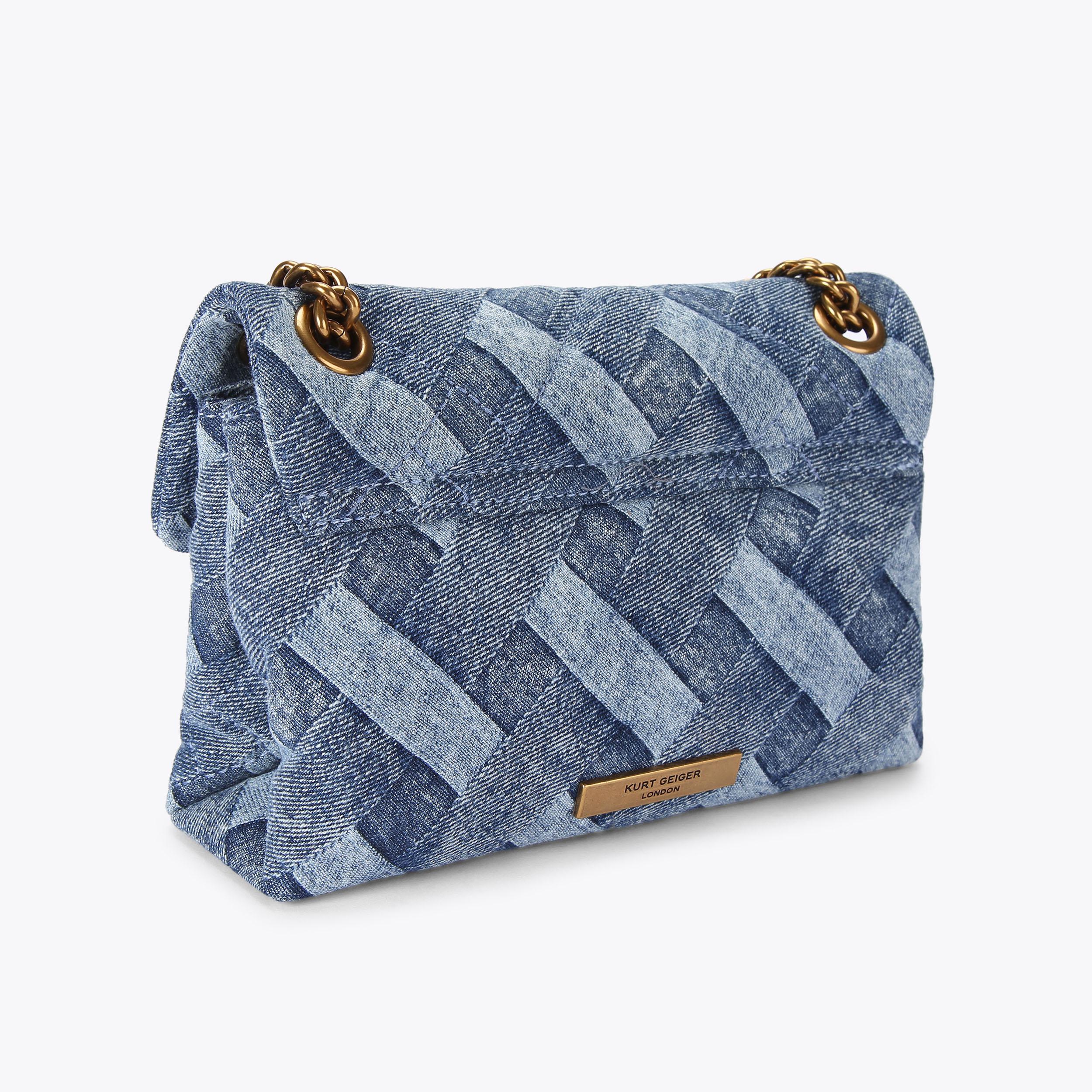 MINI KENSINGTON SOFT BAG Denim Woven Cross Body Purse by KURT GEIGER LONDON
