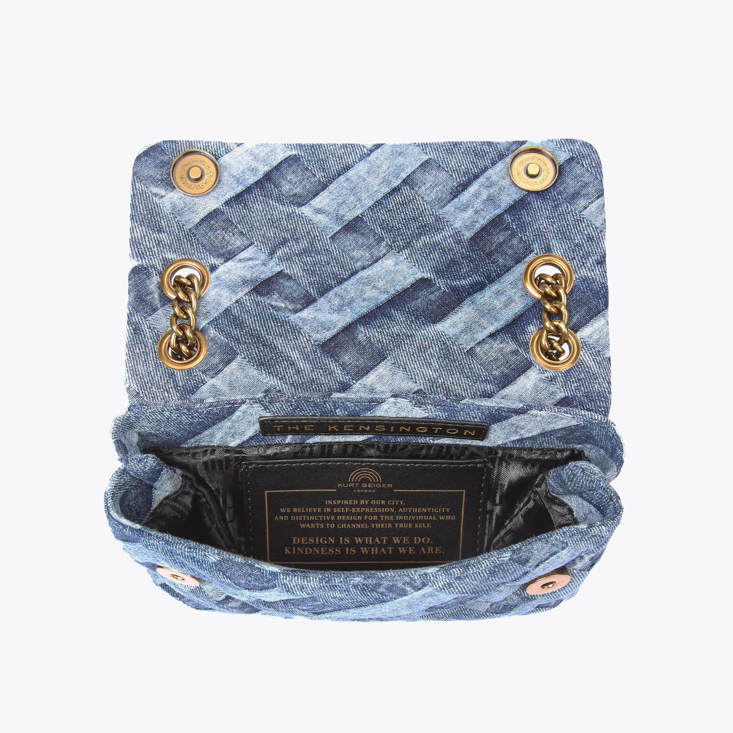 MINI KENSINGTON SOFT BAG Denim Woven Cross Body Purse by KURT GEIGER LONDON