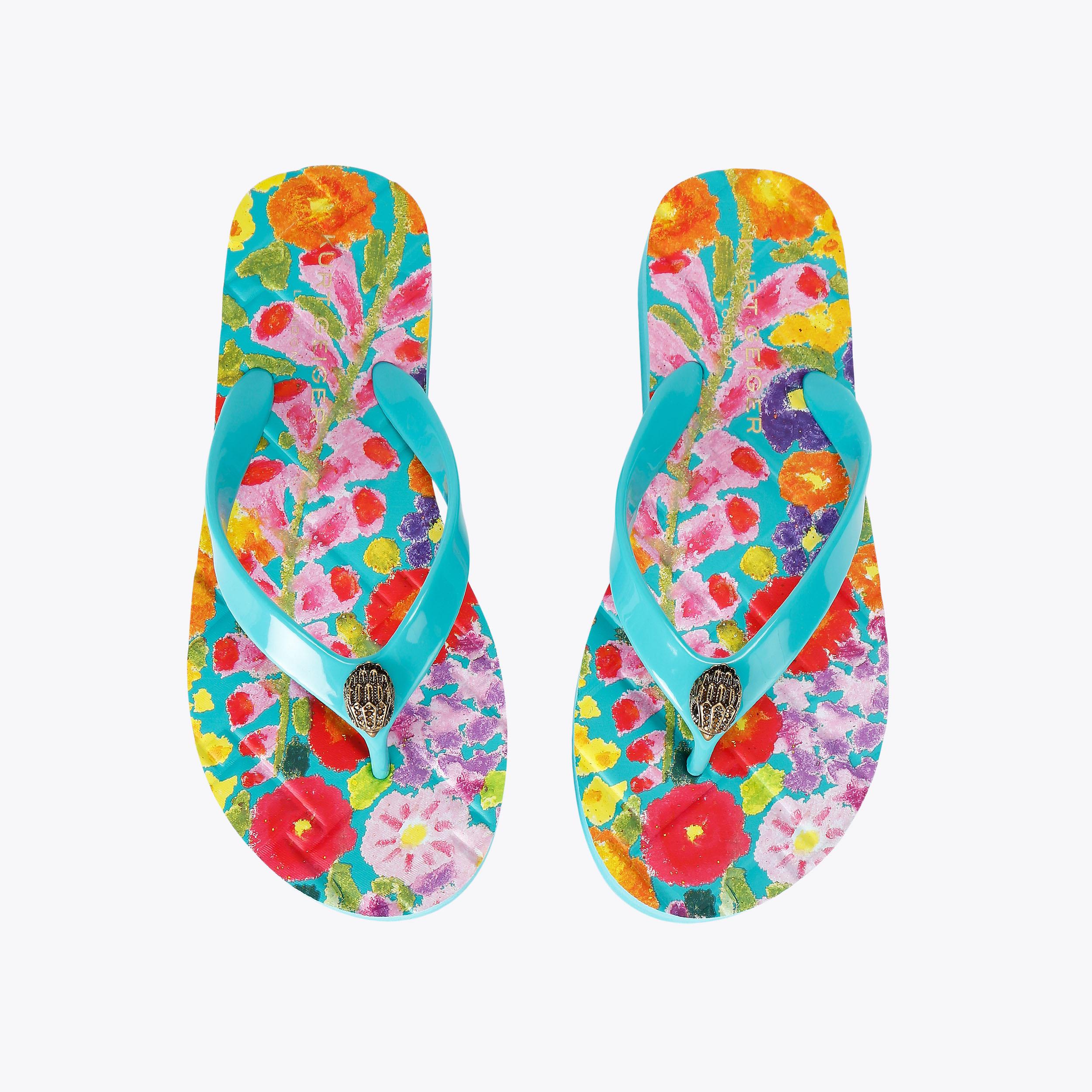 KENSINGTON Q FLIP FLOP Blue Printed Flip Flop Sandal by KURT GEIGER LONDON