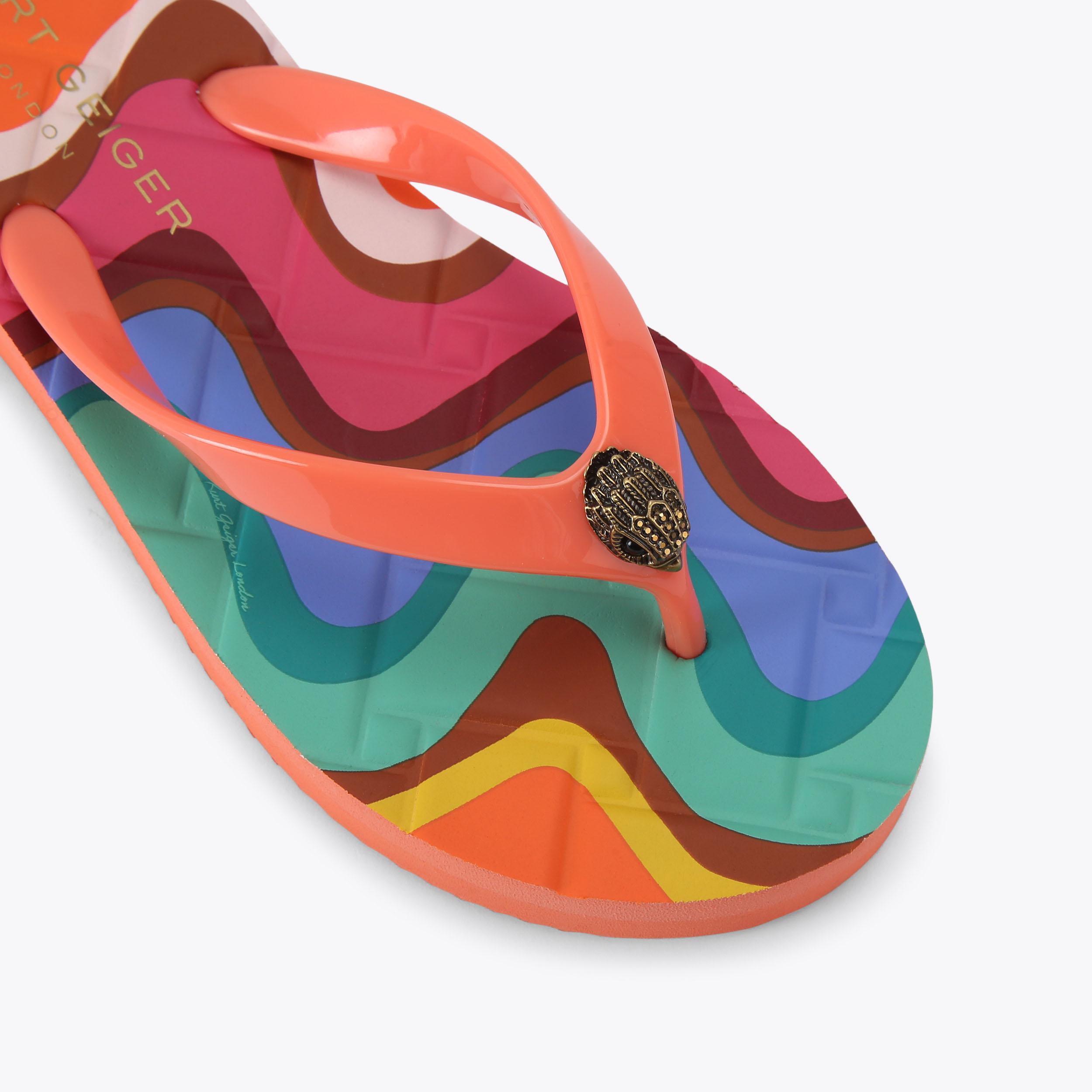 KENSINGTON Q FLIP FLOP Orange Swirl Sandal by KURT GEIGER LONDON