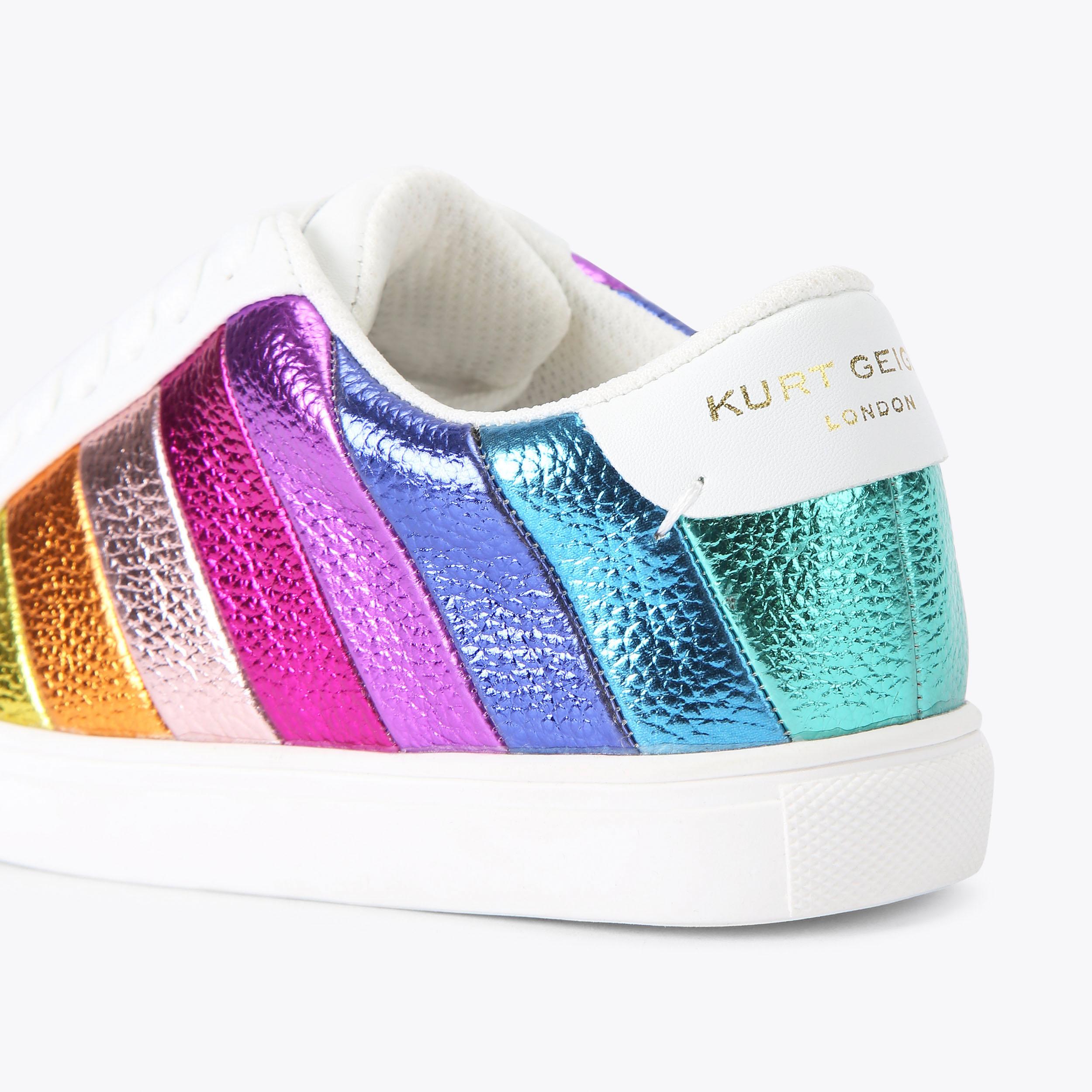 MINI LANE STRIPE Kids Rainbow Stripe Leather Sneaker by KURT GEIGER LONDON