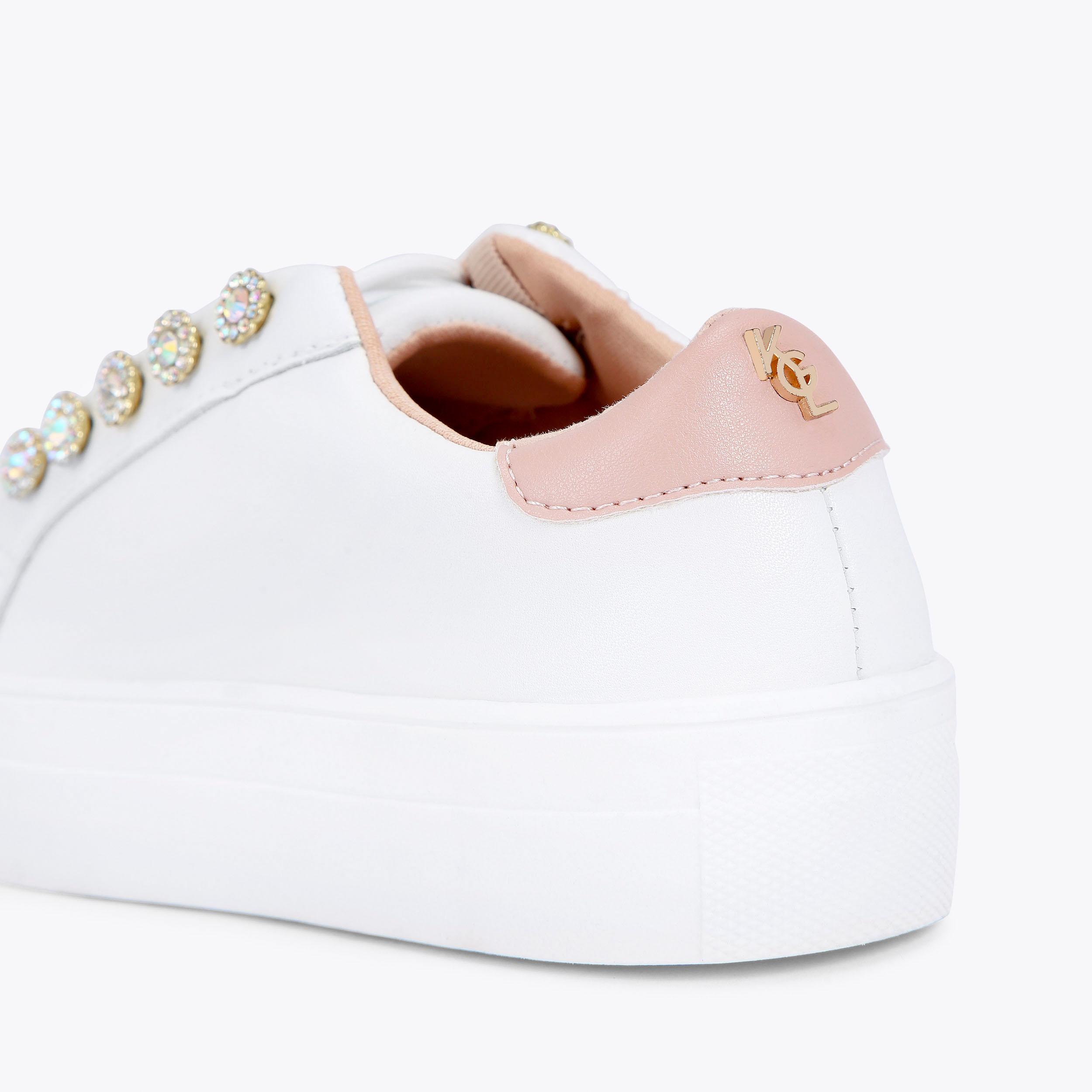 MINI LIVIAH Kids White Leather Elasticated Sneakers by KURT GEIGER LONDON