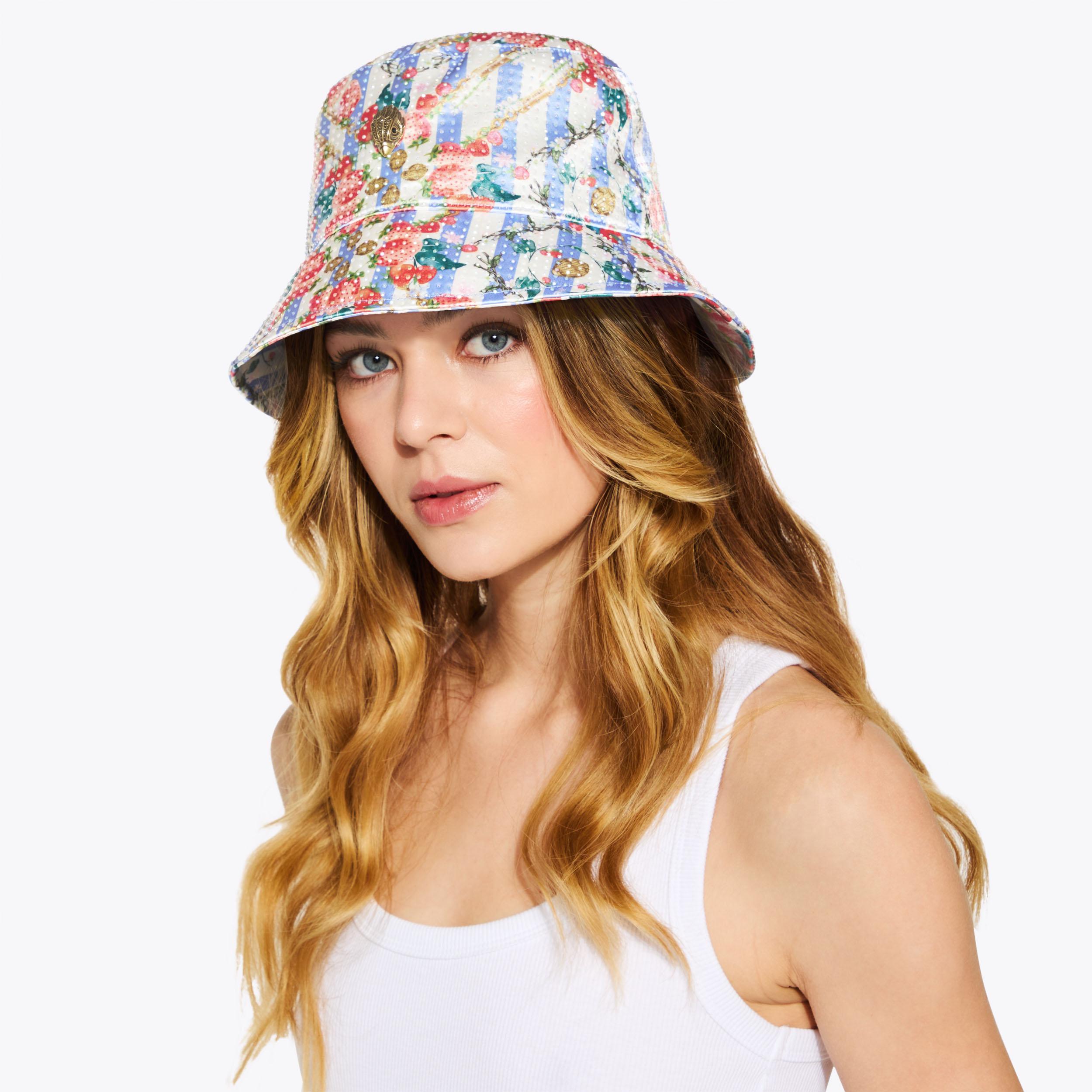 KENSINGTON BUCKET HAT Blue Stripe Bucket Hat by KURT GEIGER LONDON