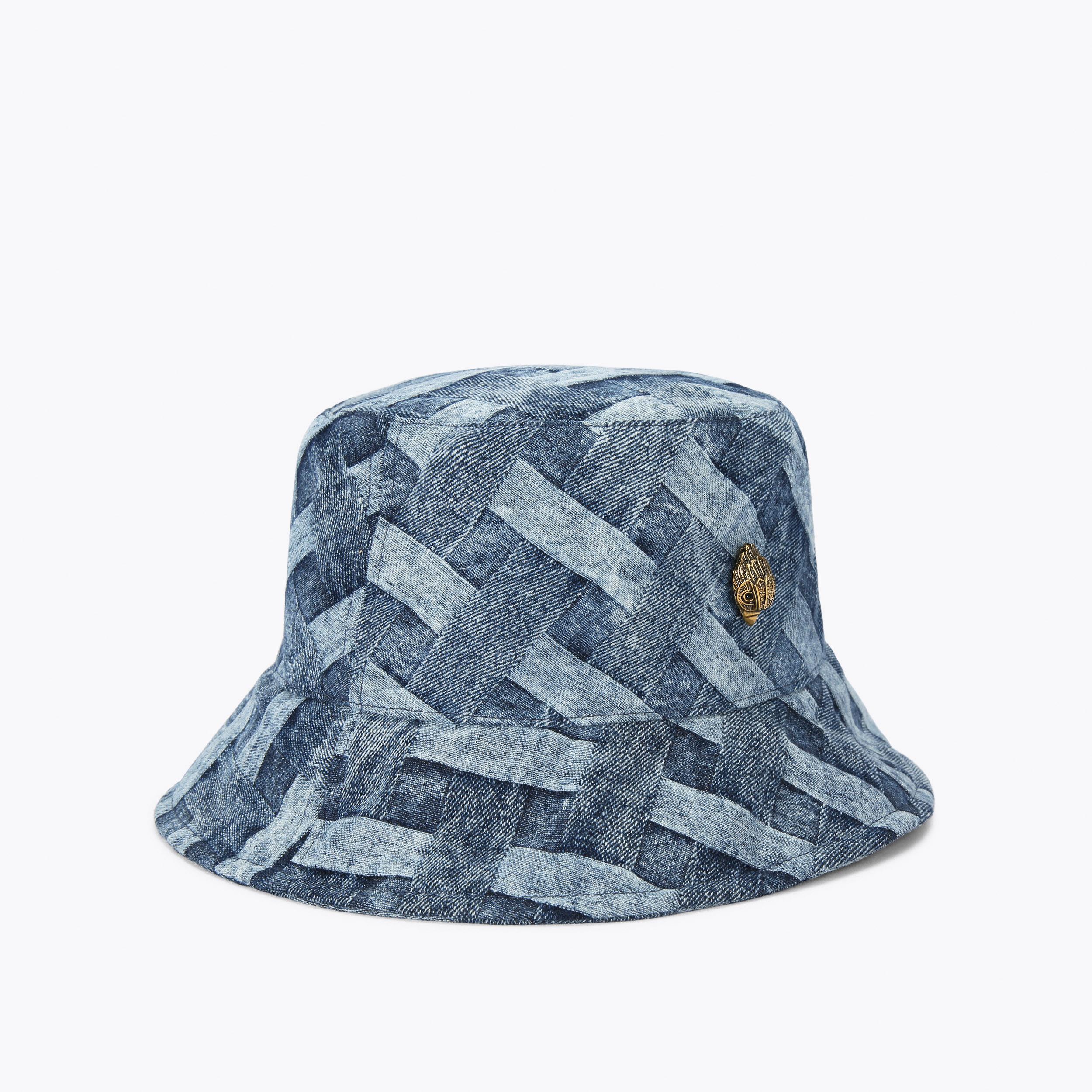 KENSINGTON BUCKET HAT Denim Woven Bucket Hat by KURT GEIGER LONDON