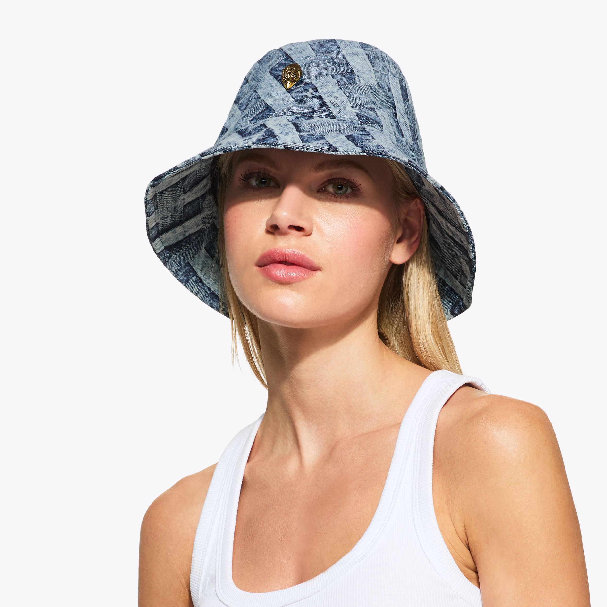 KENSINGTON BUCKET HAT Denim Woven Bucket Hat by KURT GEIGER LONDON