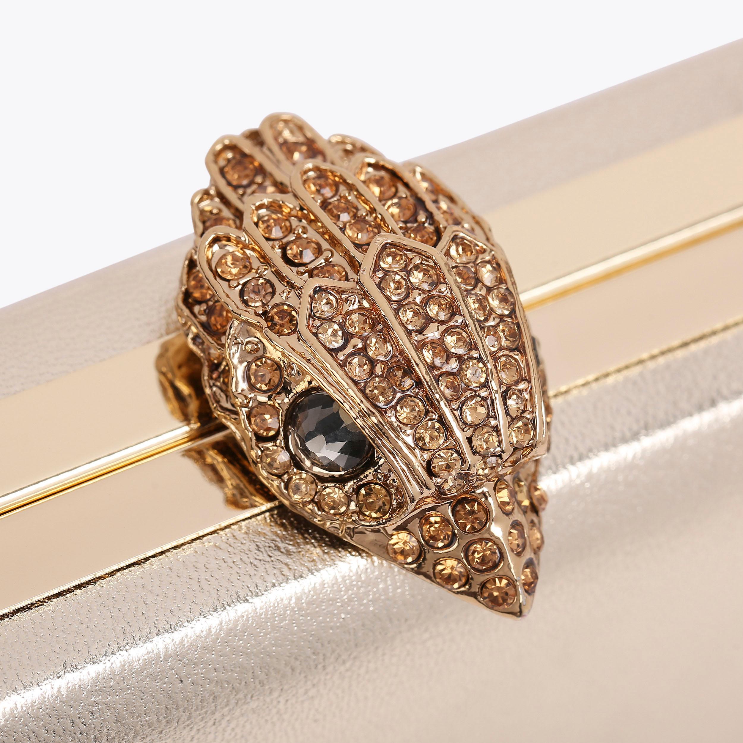 CRYSTAL KENSINGTON CLUTCH Gold Metallic Clutch Bag by KURT GEIGER LONDON
