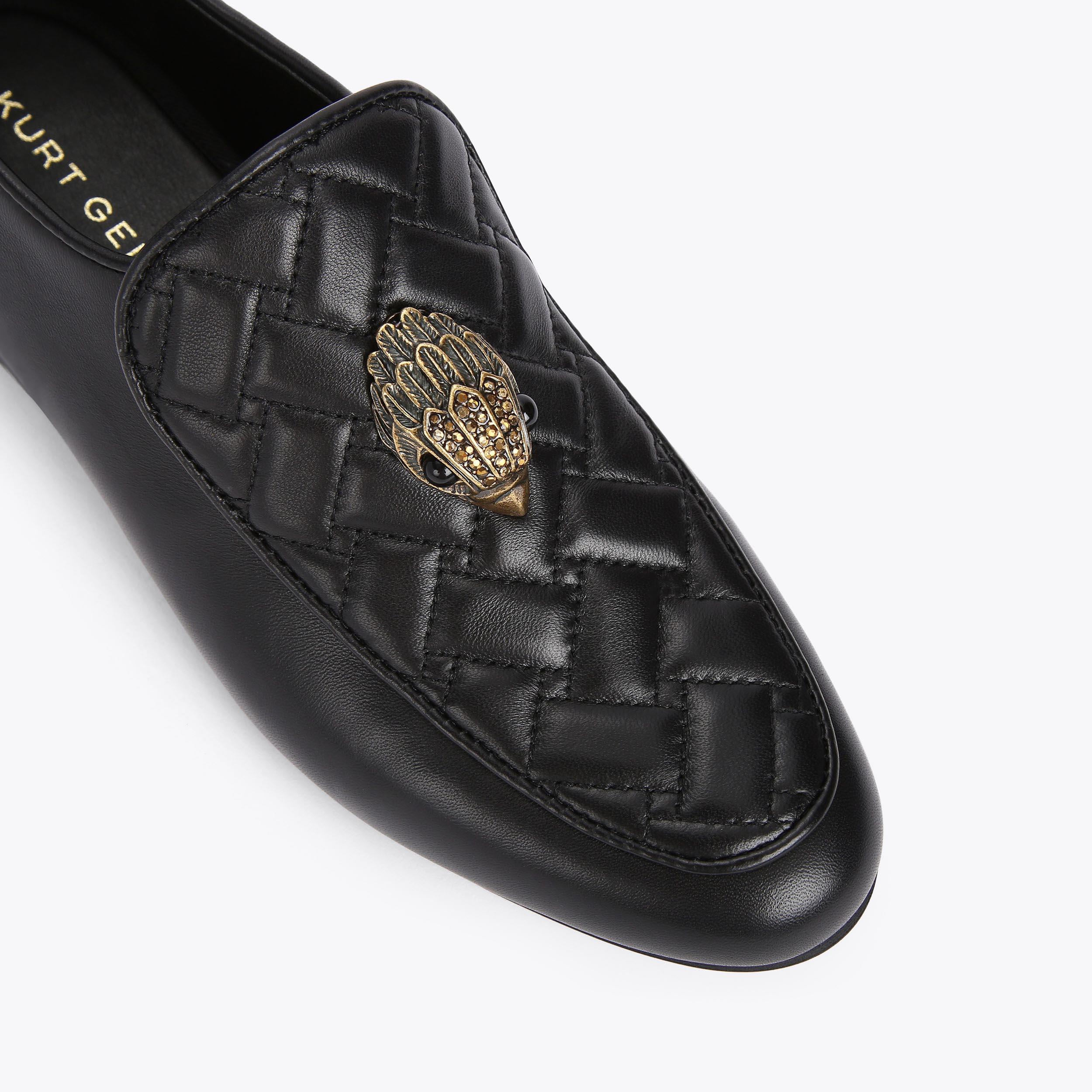 HOLLY EAGLE LOAFER Black Leather Quilted Slip On Loafer by KURT GEIGER ...