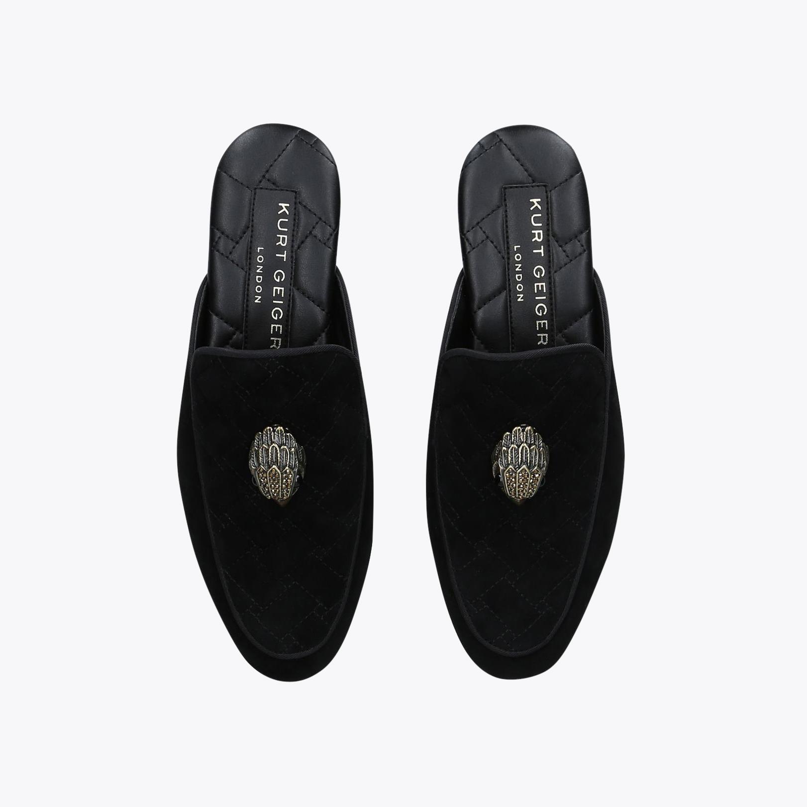 HOLLY EAGLE MULE Black Suede Quilted Slip On Mules by KURT GEIGER LONDON