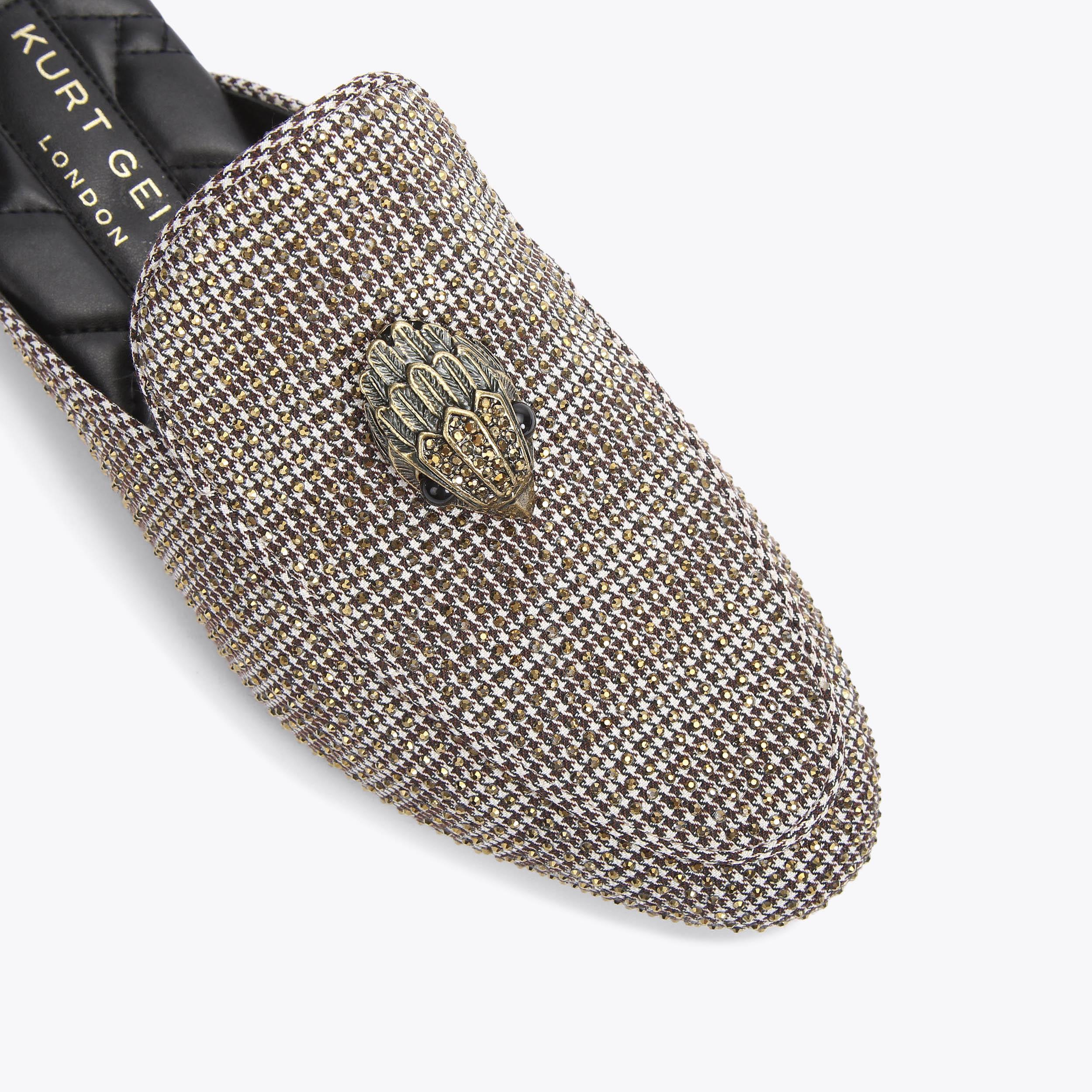 HOLLY EAGLE MULE Beige Houndstooth Crystal Slip On Mule by KURT GEIGER ...