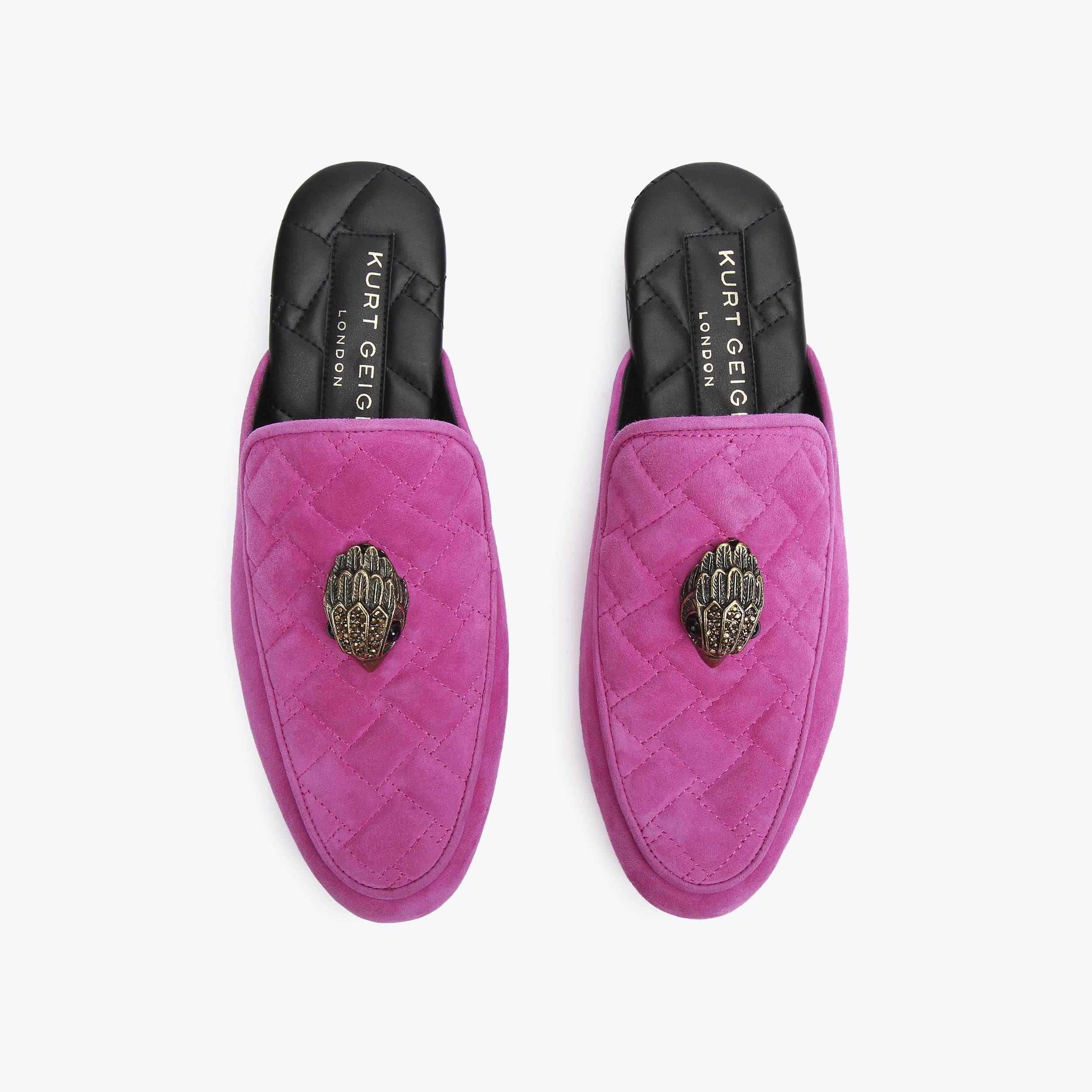 HOLLY EAGLE MULE Pink Suede Quilted Slip On Mules by KURT GEIGER LONDON