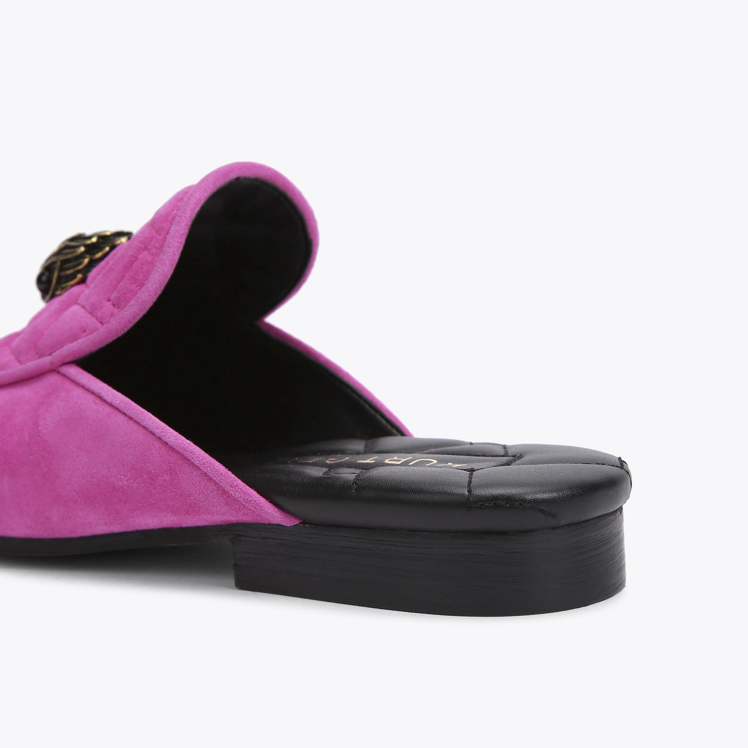 HOLLY EAGLE MULE Pink Suede Quilted Slip On Mules by KURT GEIGER LONDON