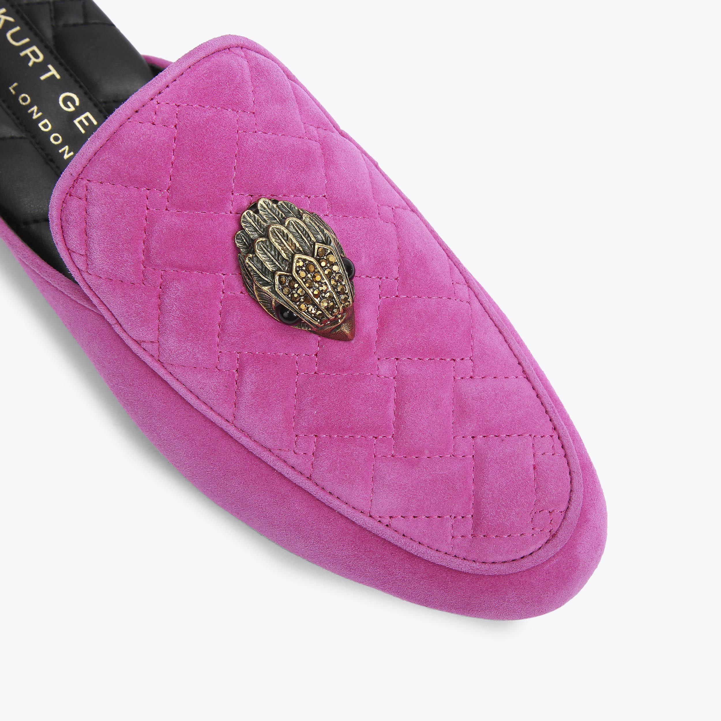 HOLLY EAGLE MULE Pink Suede Quilted Slip On Mules by KURT GEIGER LONDON