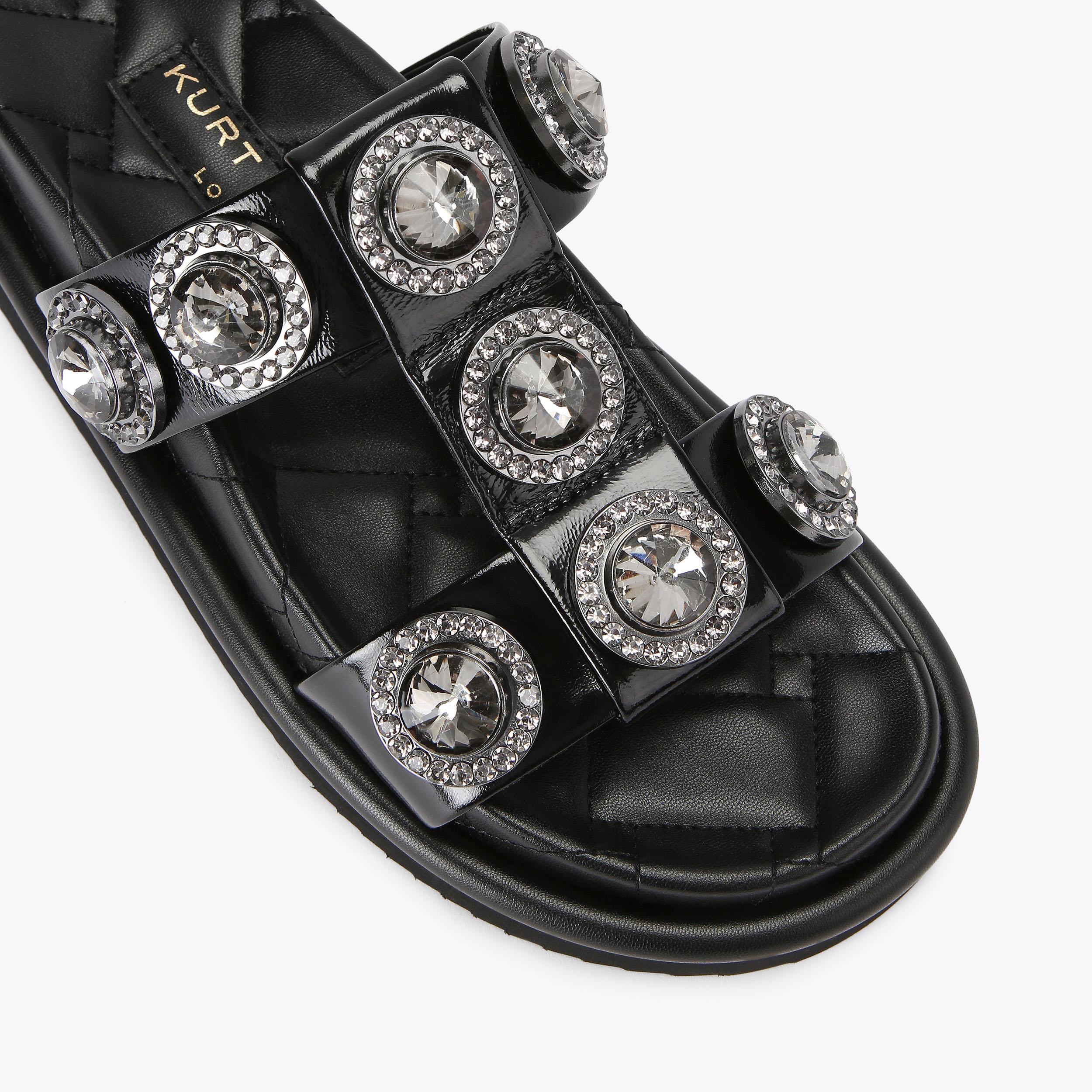 ORSON CRYSTAL SANDAL Black Patent Sandals by KURT GEIGER LONDON