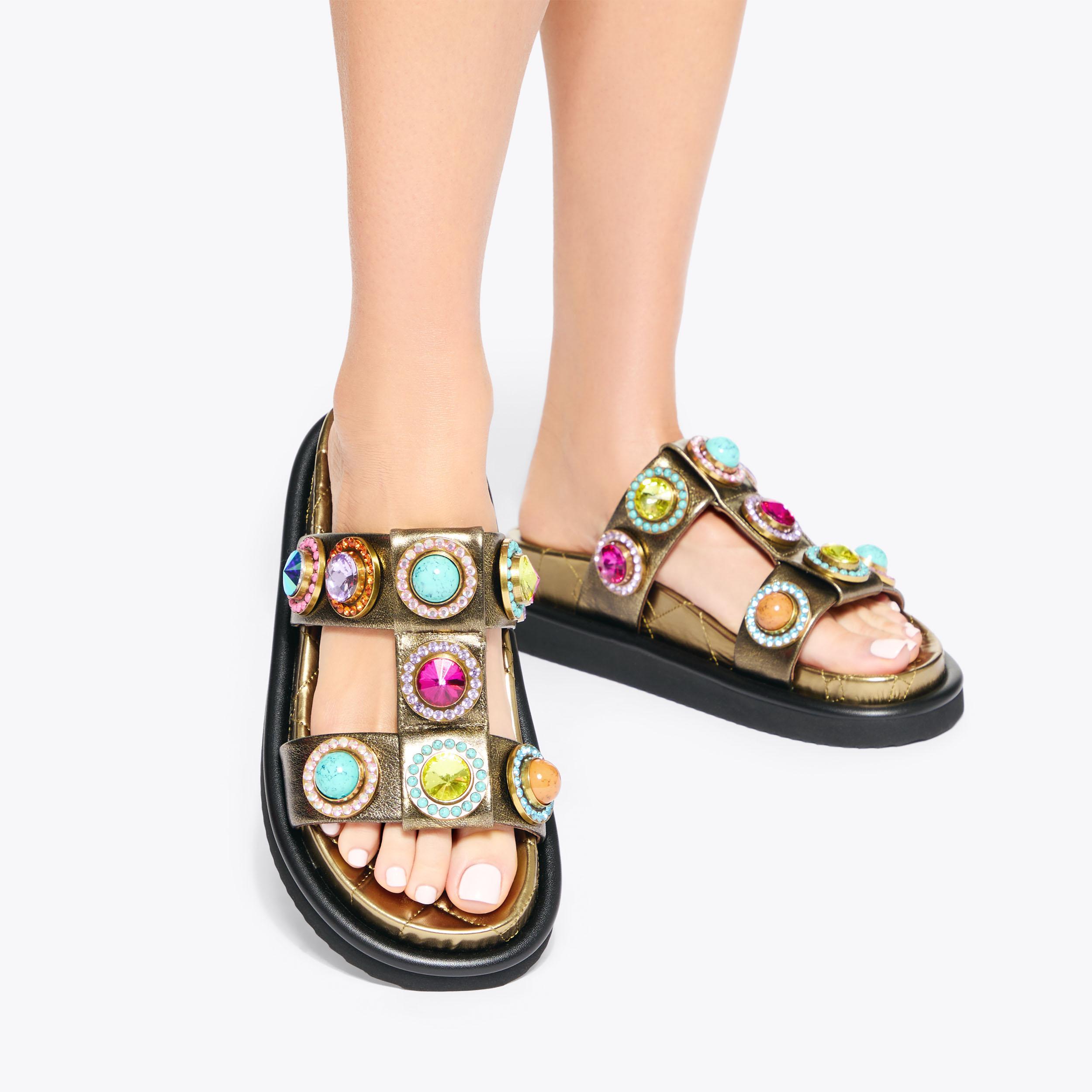 ORSON CRYSTAL SANDAL Bronze Slip On Chunky Sandal by KURT GEIGER LONDON