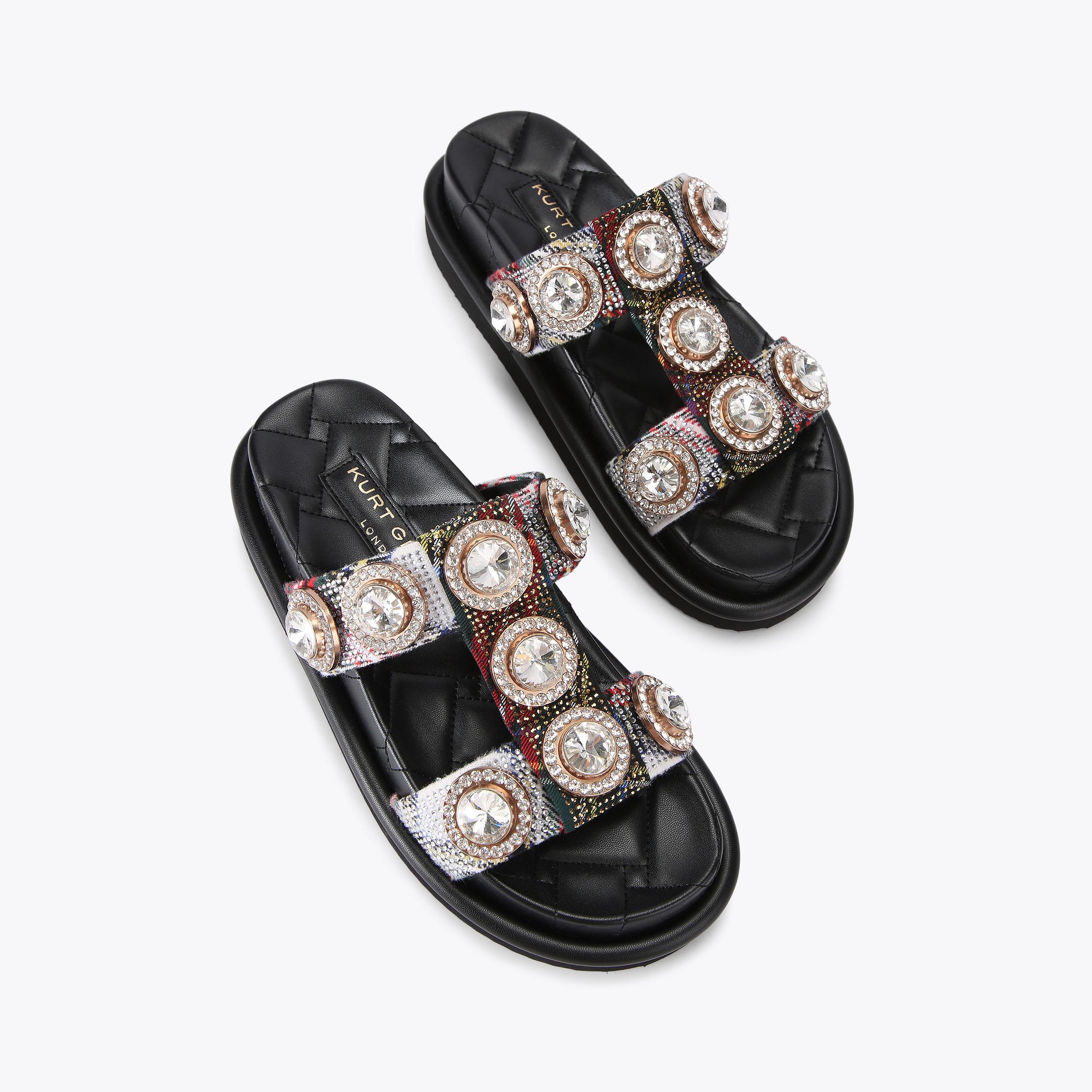 ORSON CRYSTAL SANDAL Tartan Fabric Sandals by KURT GEIGER LONDON