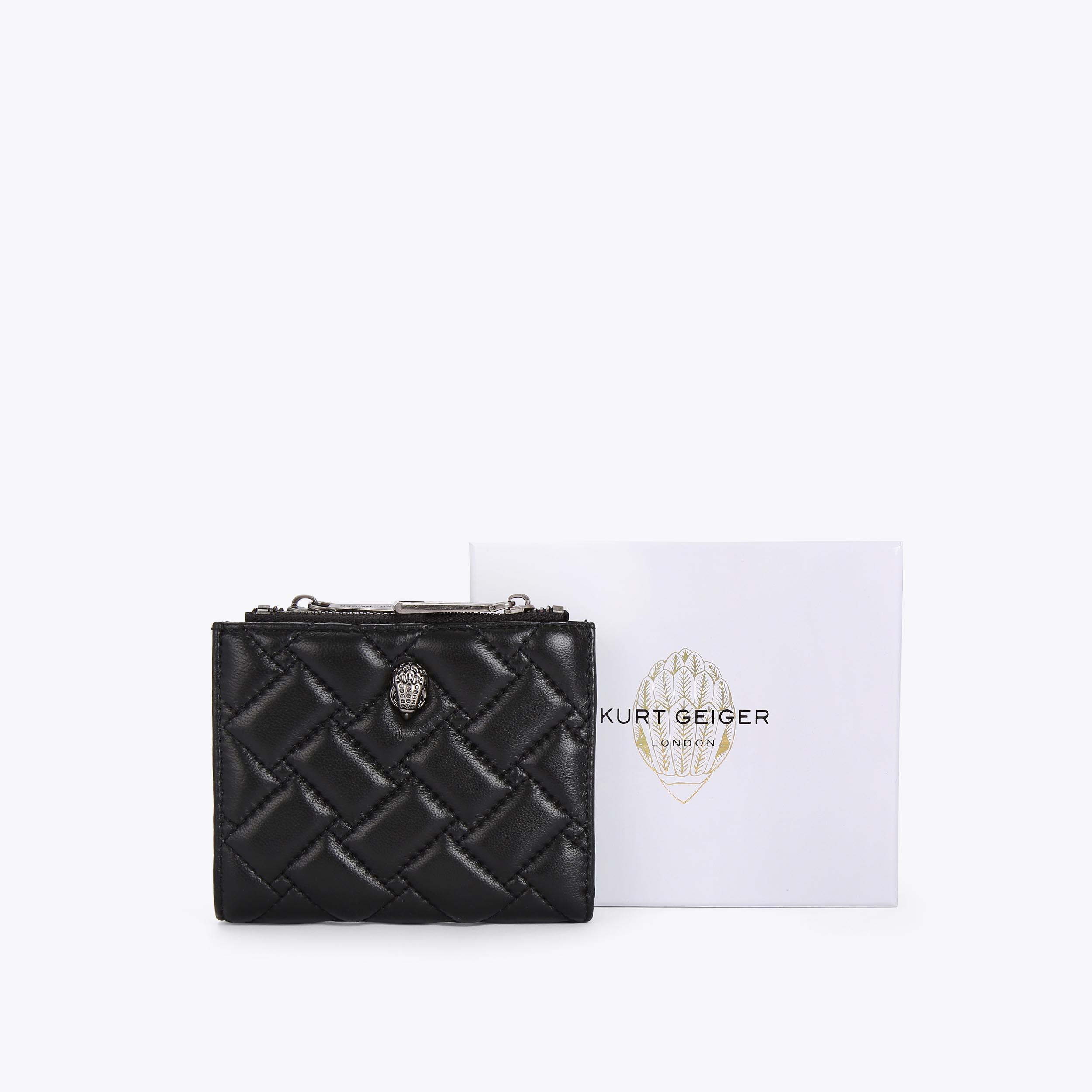 MINI PURSE Black Quilted Mini Zip Wallet by KURT GEIGER LONDON