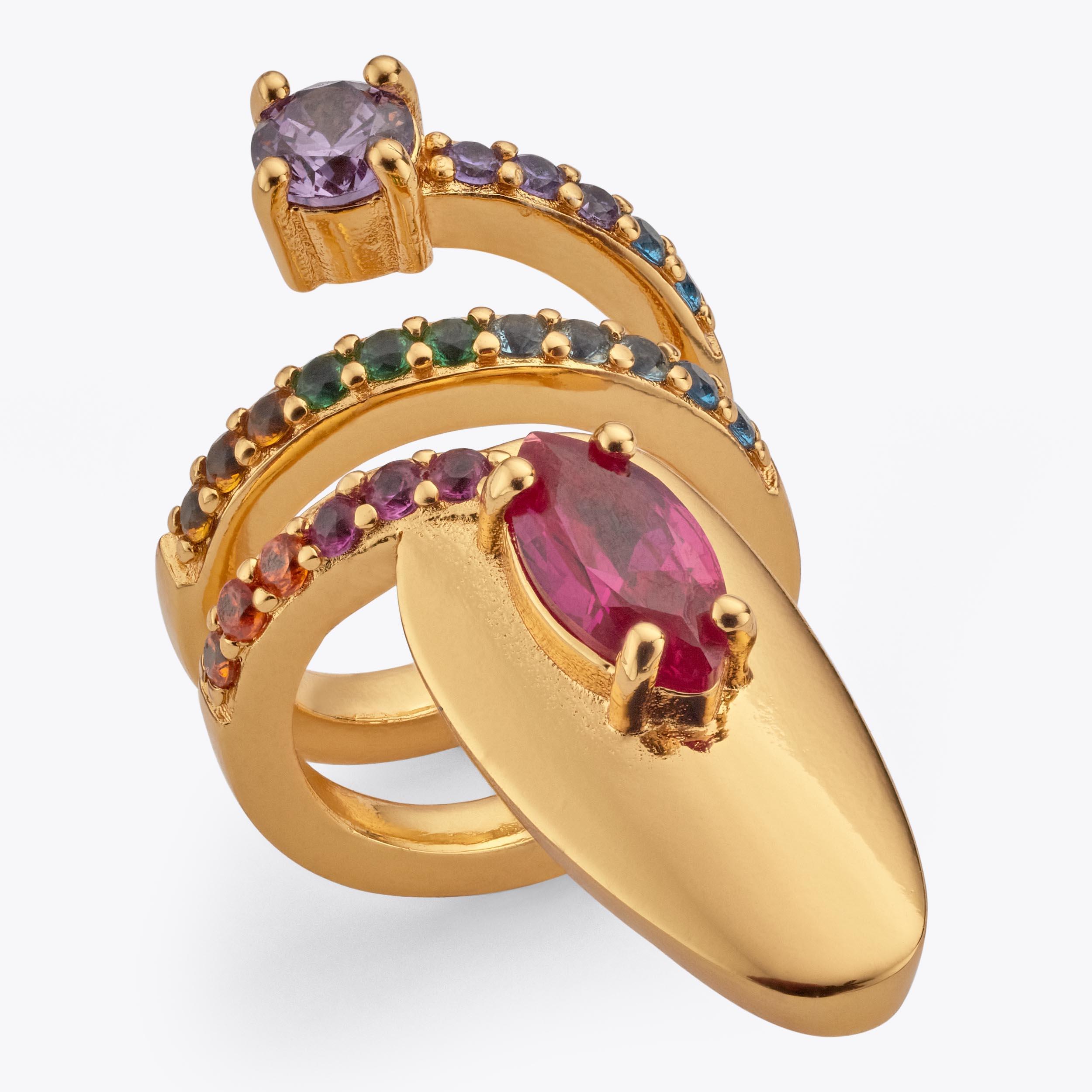 Crystal Spiral Nail Ring