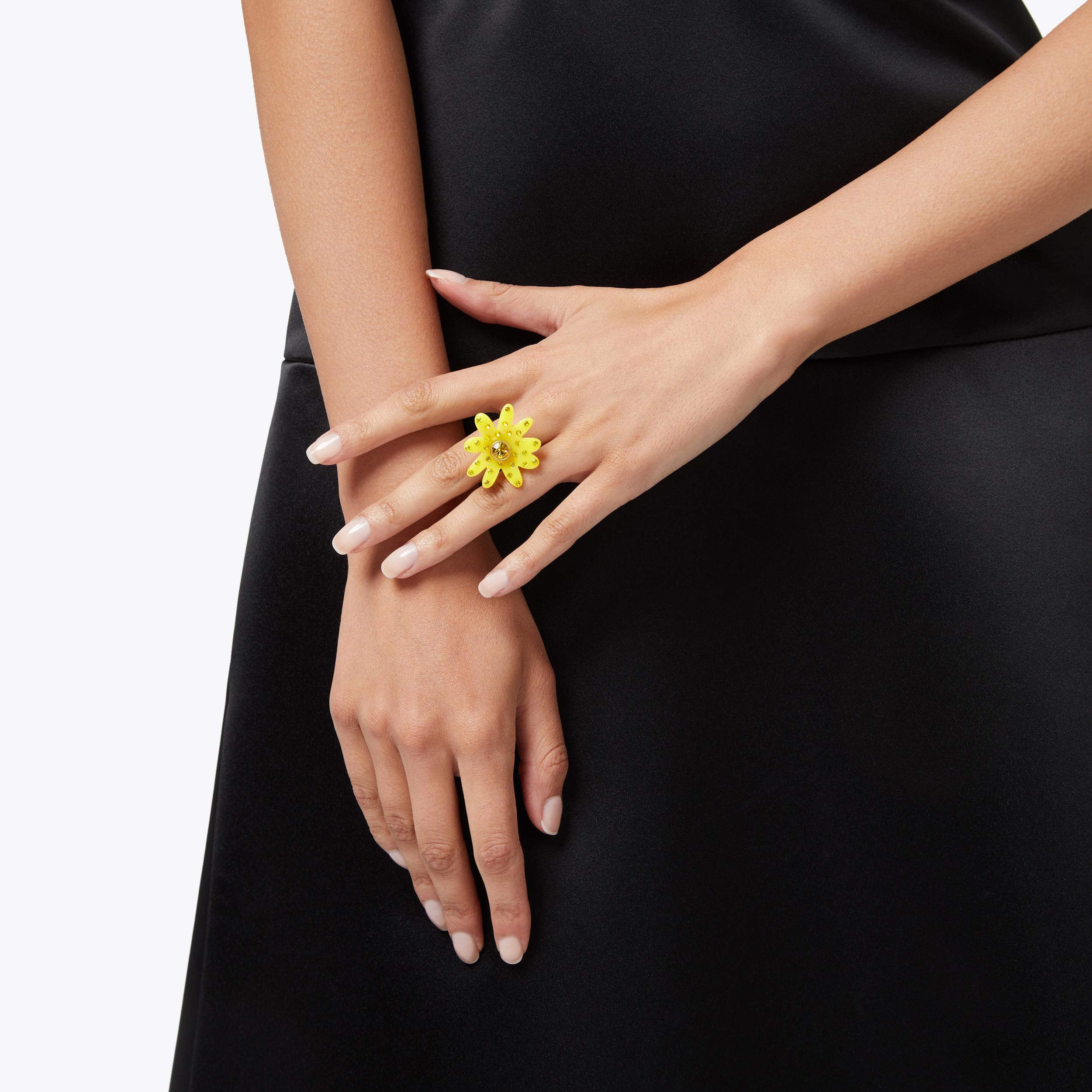DAISY CRYSTAL RING Yellow Brass Daisy Resin Ring by KURT GEIGER LONDON