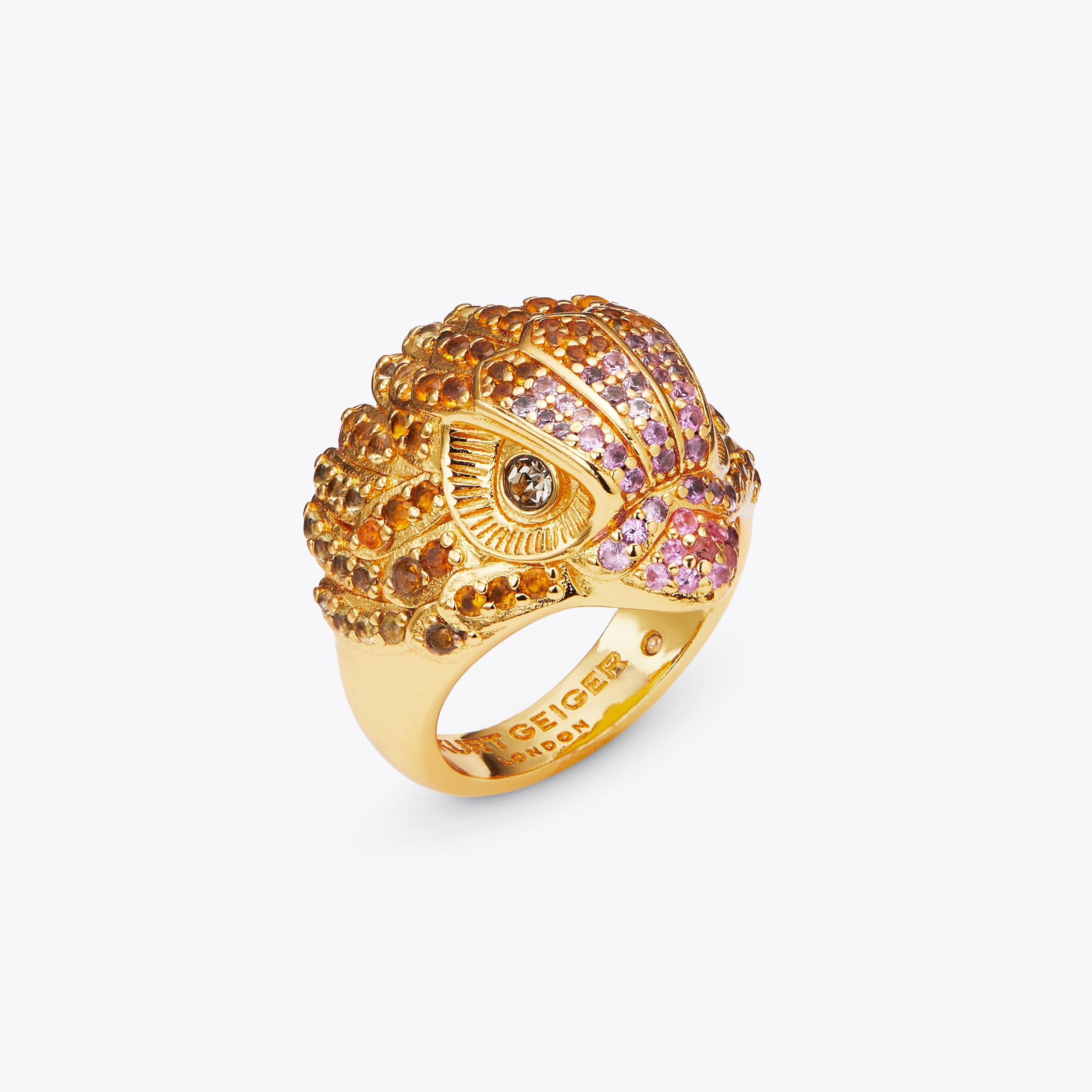 PAVE EAGLE RING Brass Crystal Eagle Head Ring by KURT GEIGER LONDON