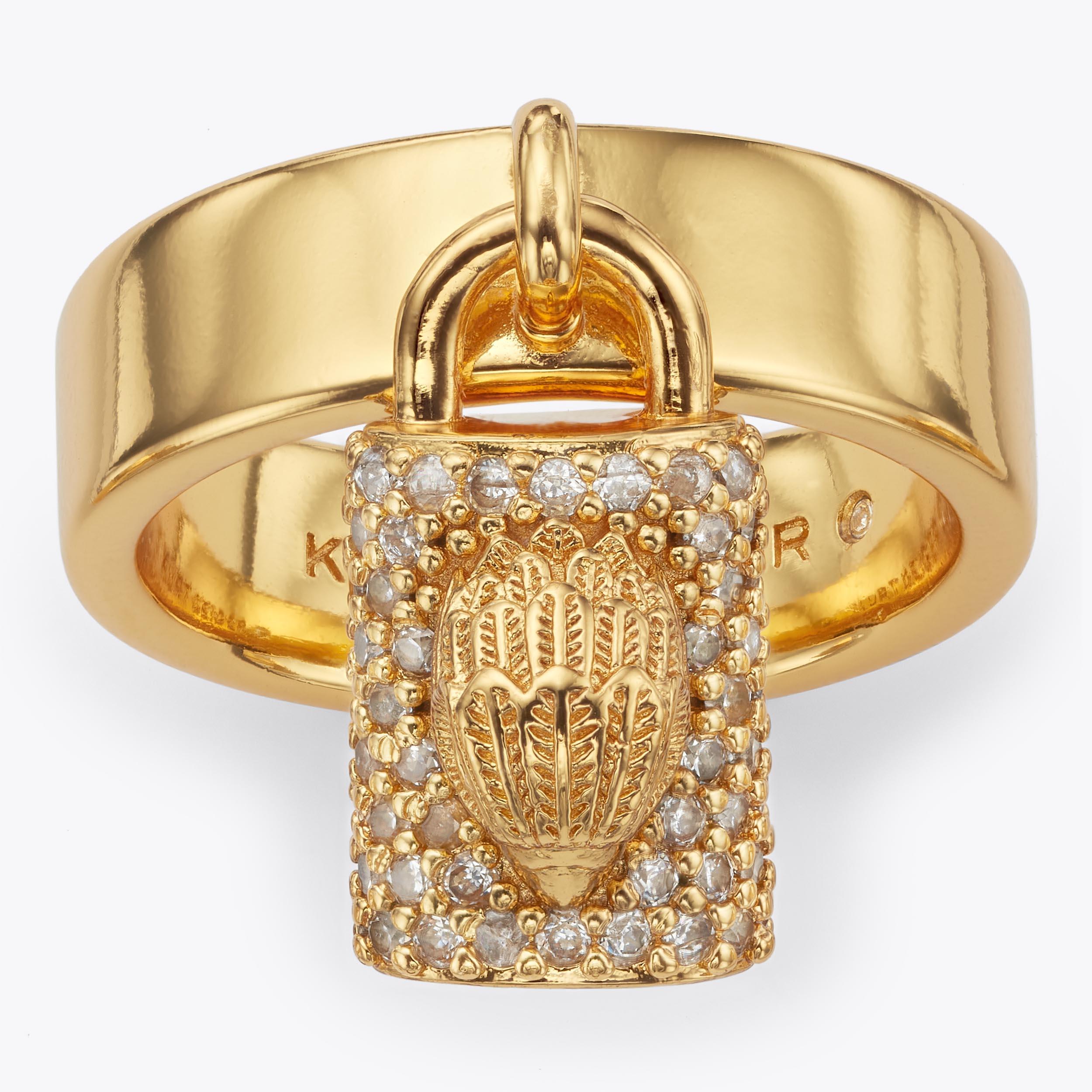 PAVE LOCK KEY RING Gold Pave lock key ring by KURT GEIGER LONDON