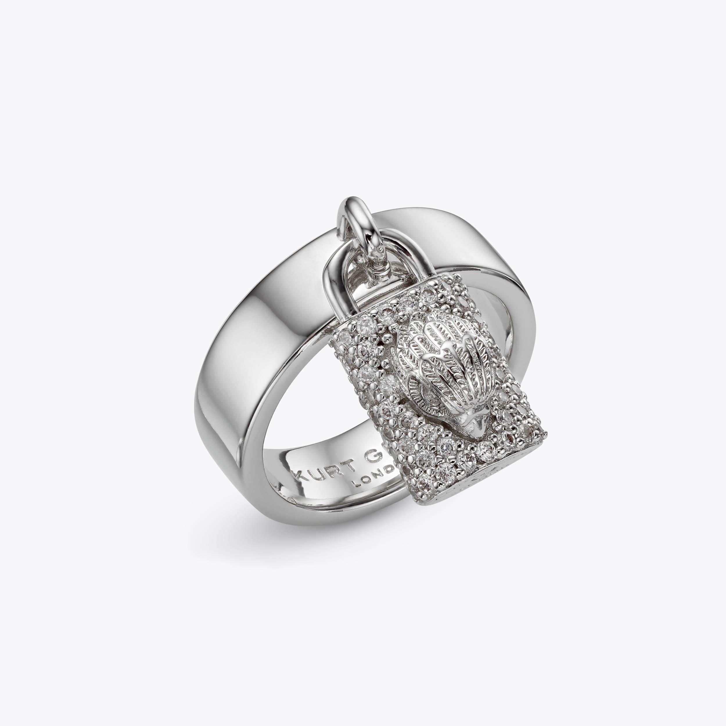 PAVE LOCK KEY RING Silver lock key ring by KURT GEIGER LONDON