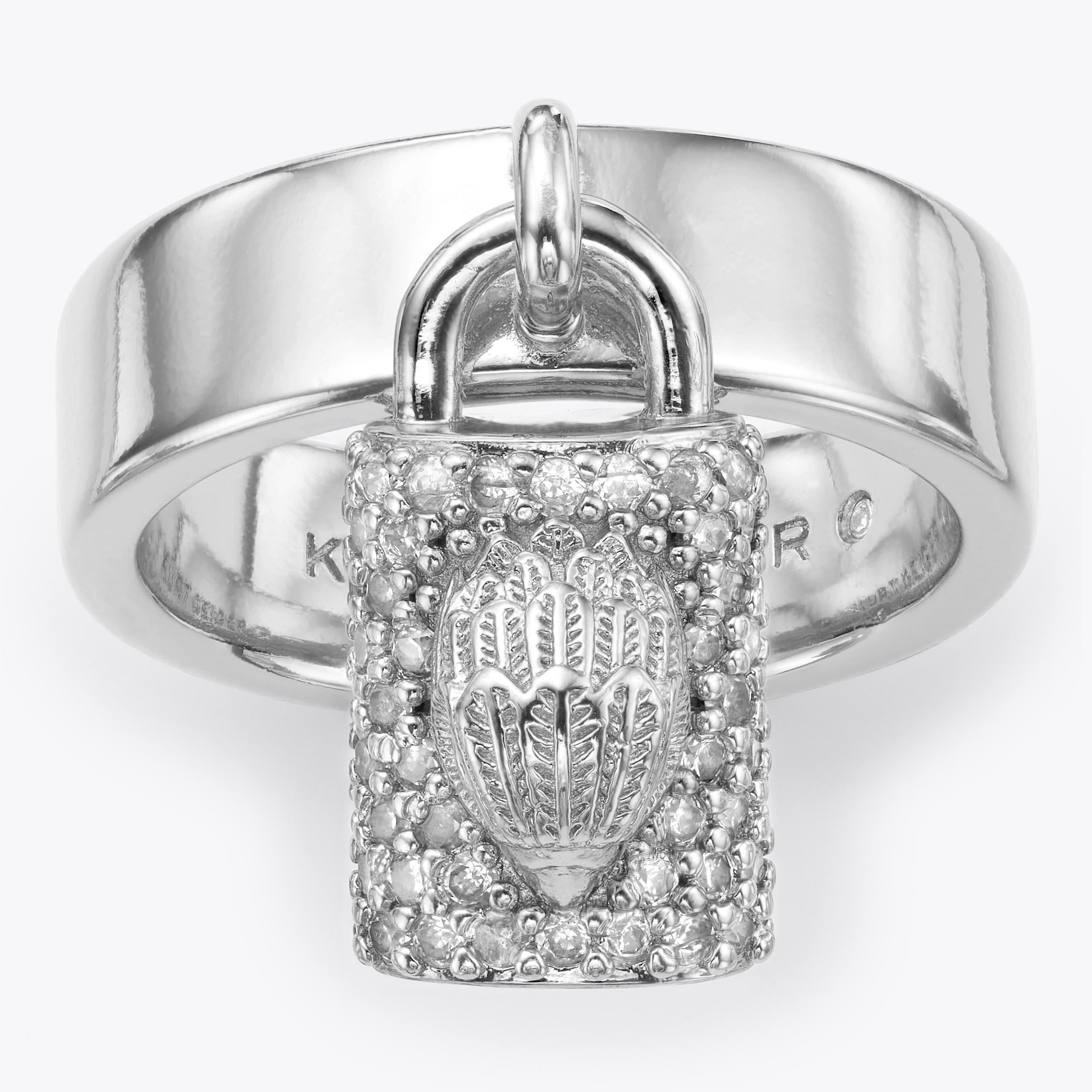 PAVE LOCK KEY RING Silver lock key ring by KURT GEIGER LONDON