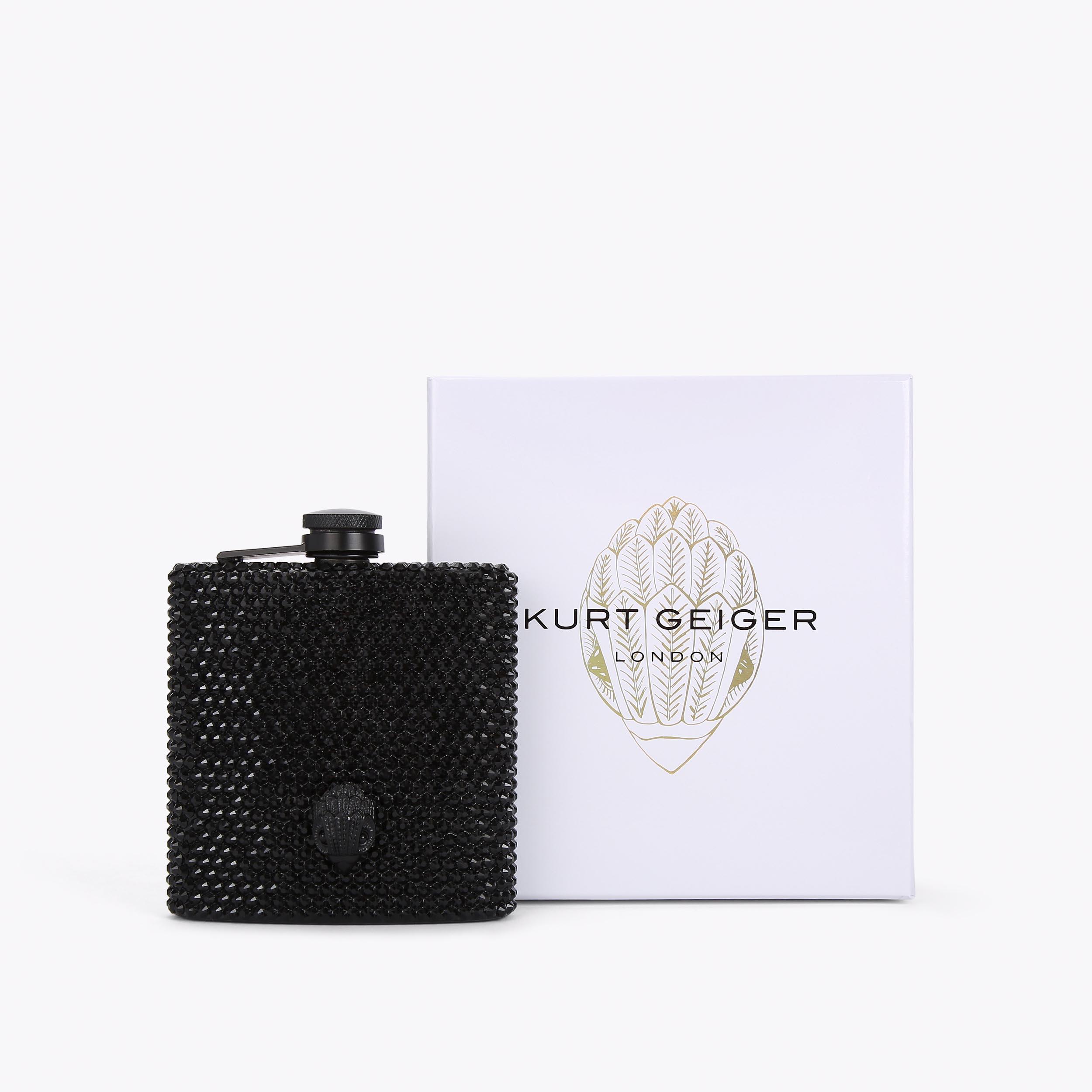 CRYSTAL FLASK Black Crystal Stainless Steel Flask by KURT GEIGER LONDON