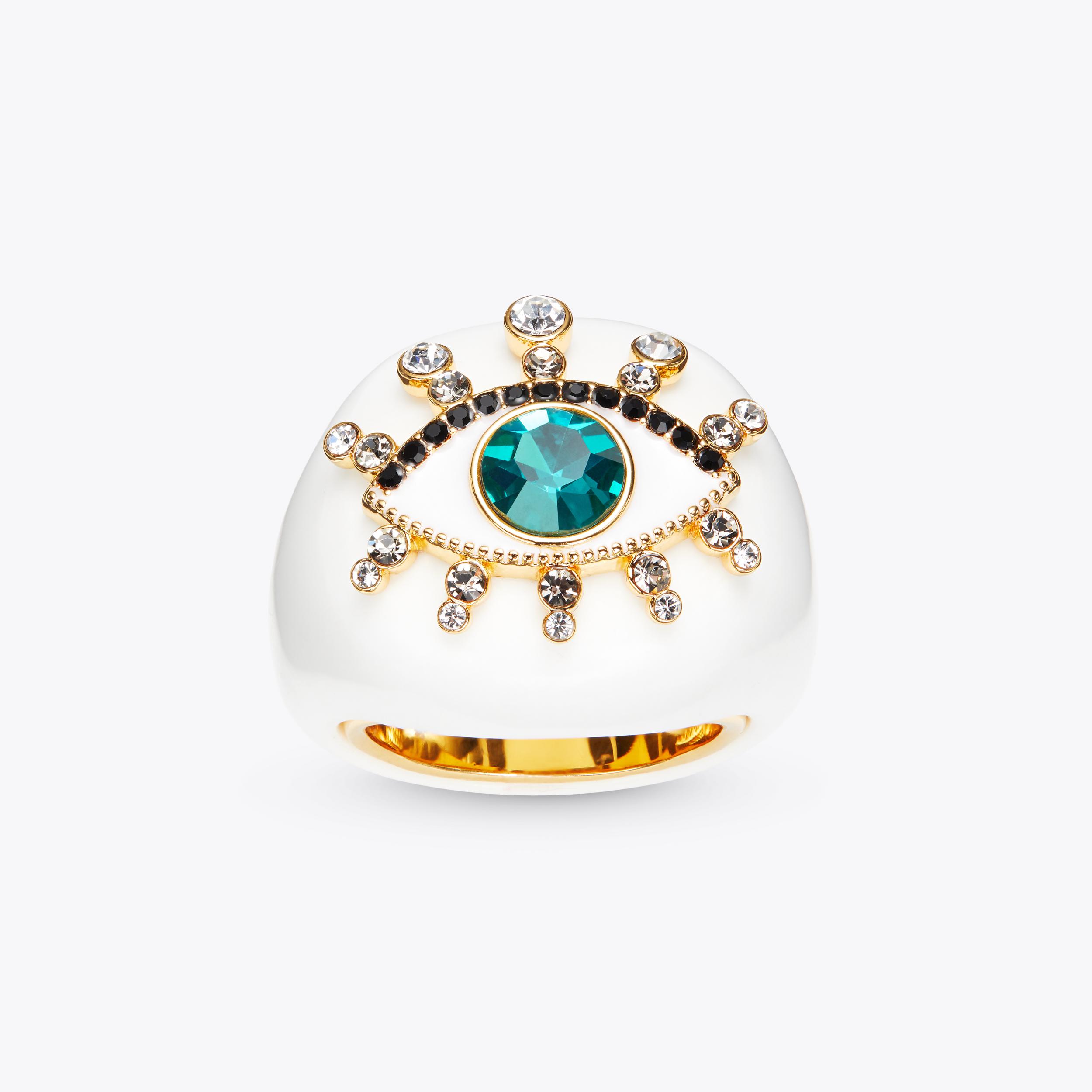 RESIN EVIL EYE RING Bone Evil Eye Crystal Ring by KURT GEIGER LONDON
