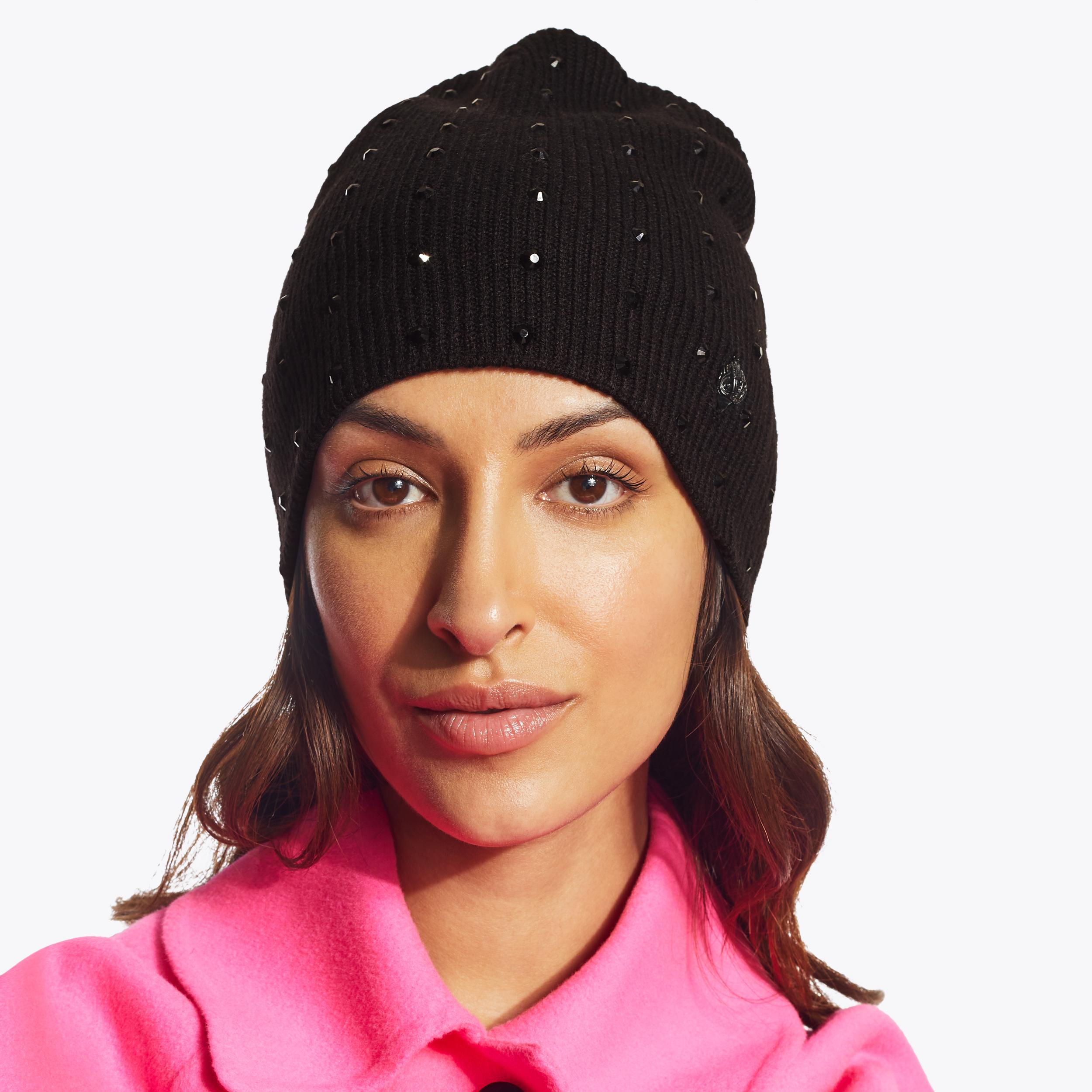 CRYSTAL HAT Black Crystal Beanie Hat by KURT GEIGER LONDON