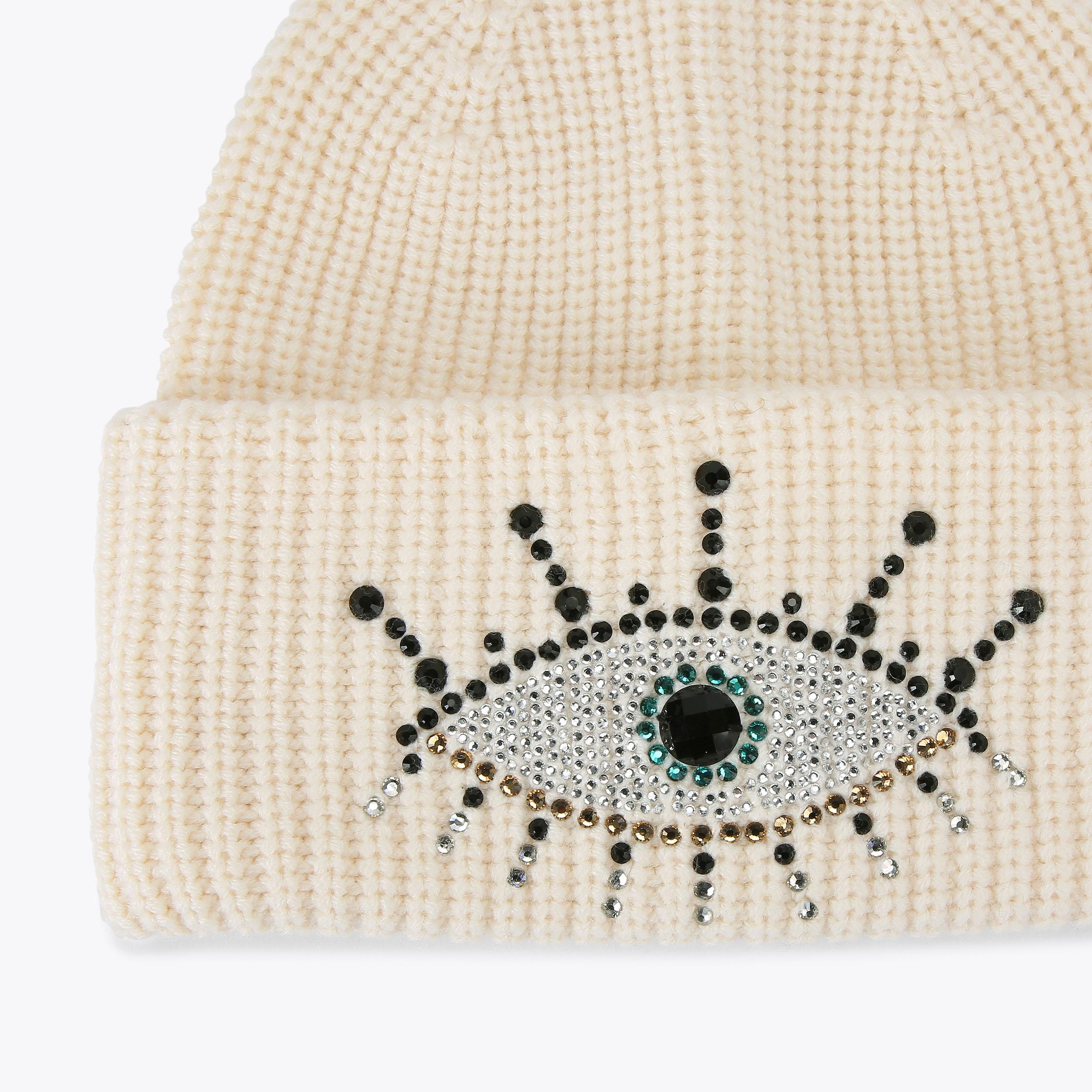 EVIL EYE BEANIE Bone Evil Eye Crystal Beanie Hat by KURT GEIGER LONDON