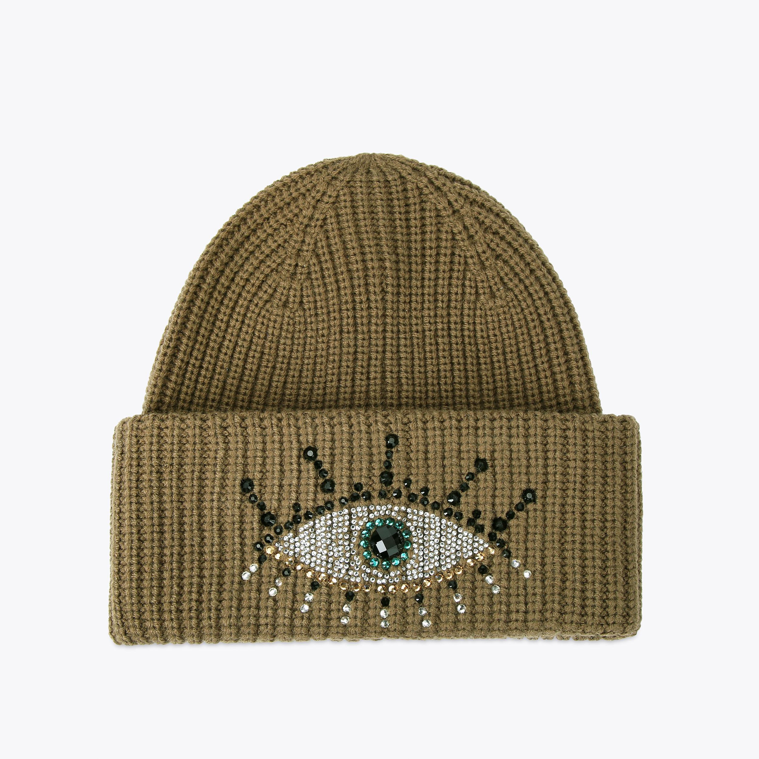 EVIL EYE BEANIE Khaki Evil Eye Beanie by KURT GEIGER LONDON