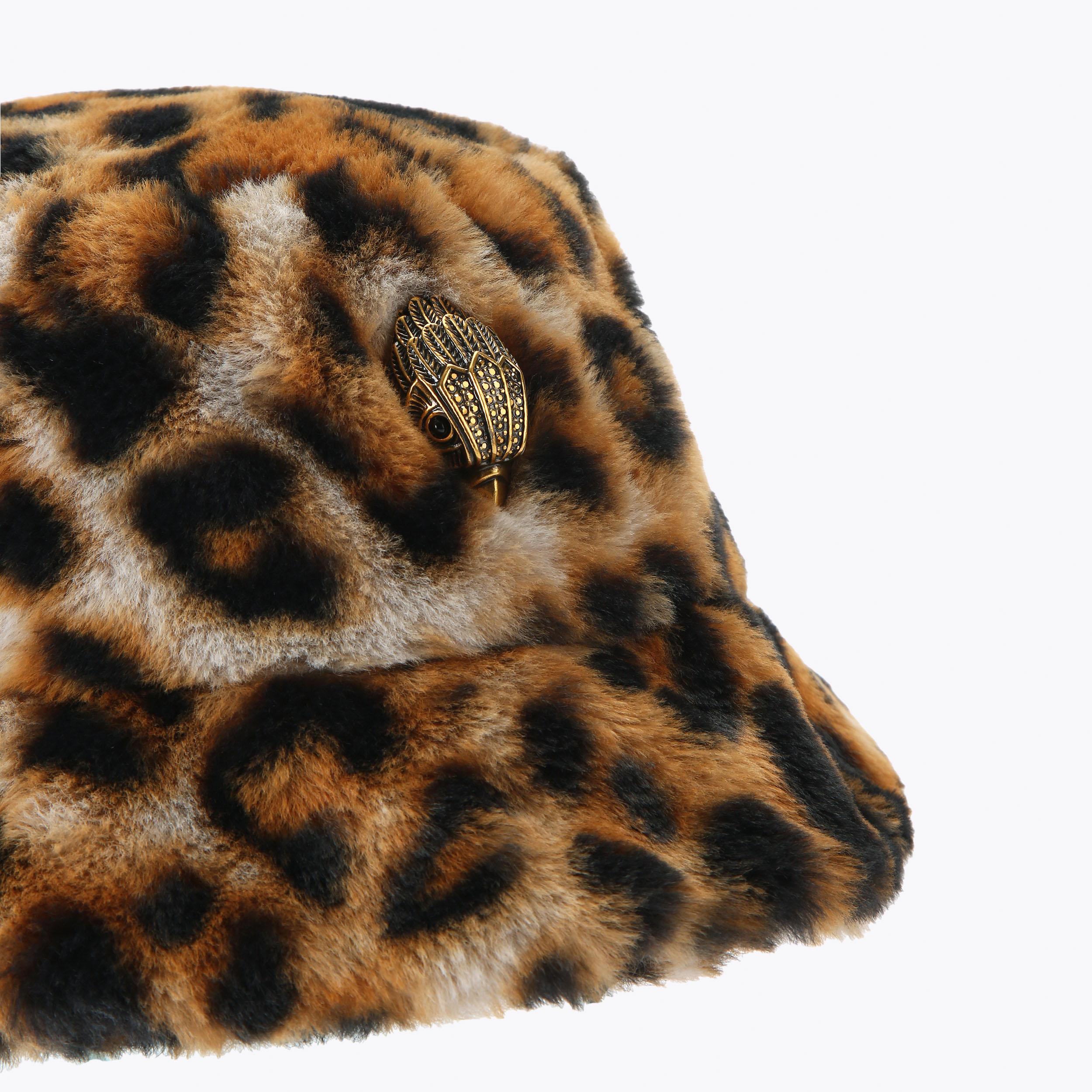 POPPY BUCKET HAT Leopard Print Bucket Hat by KURT GEIGER LONDON