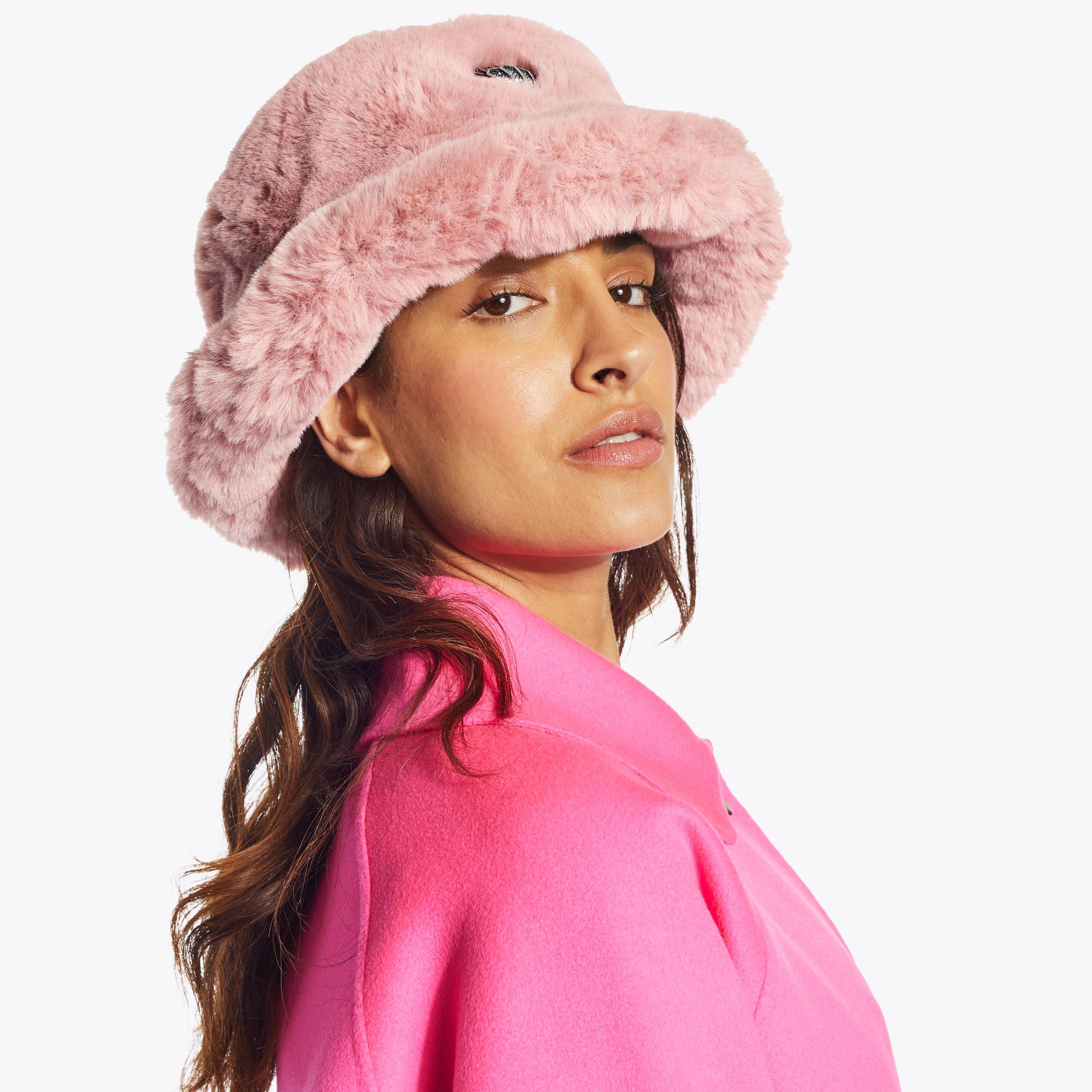 POPPY BUCKET HAT Fuchsia Faux Fur Bucket Hat by KURT GEIGER LONDON