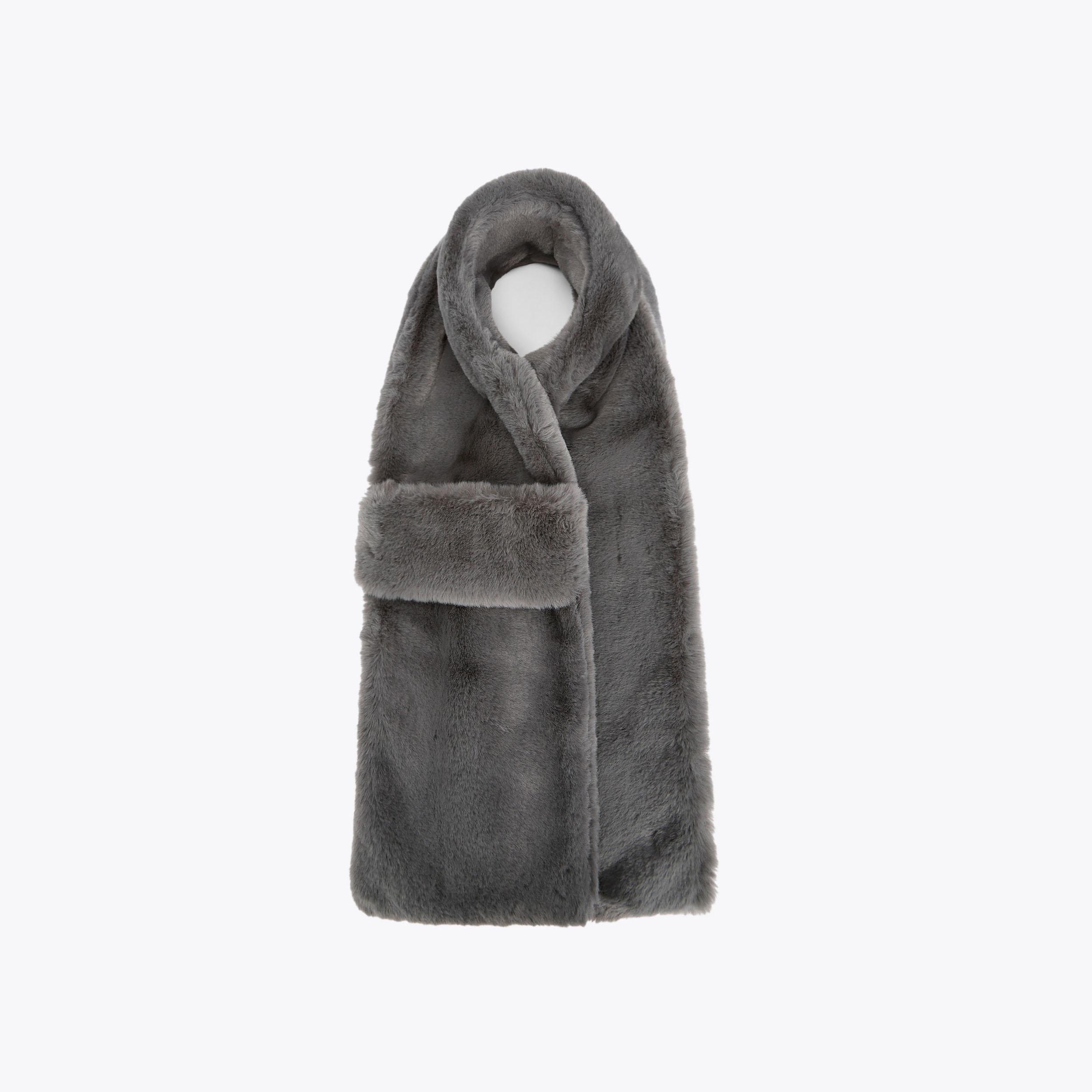 POPPY SCARF Grey Faux Fur Scarf by KURT GEIGER LONDON