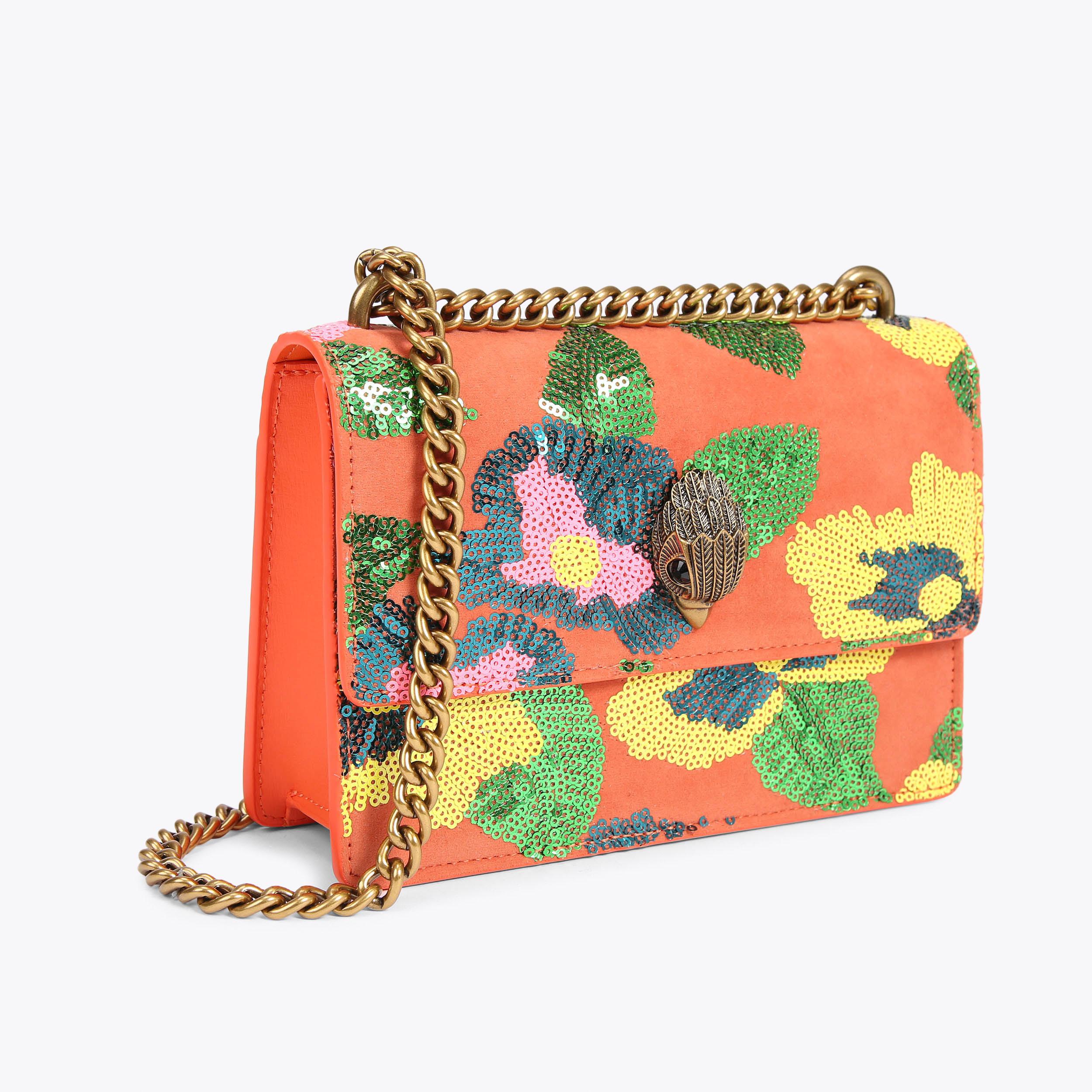 SHOREDITCH SM CROSS BODY Orange Floral Sequin Cross Body Bag by KURT ...