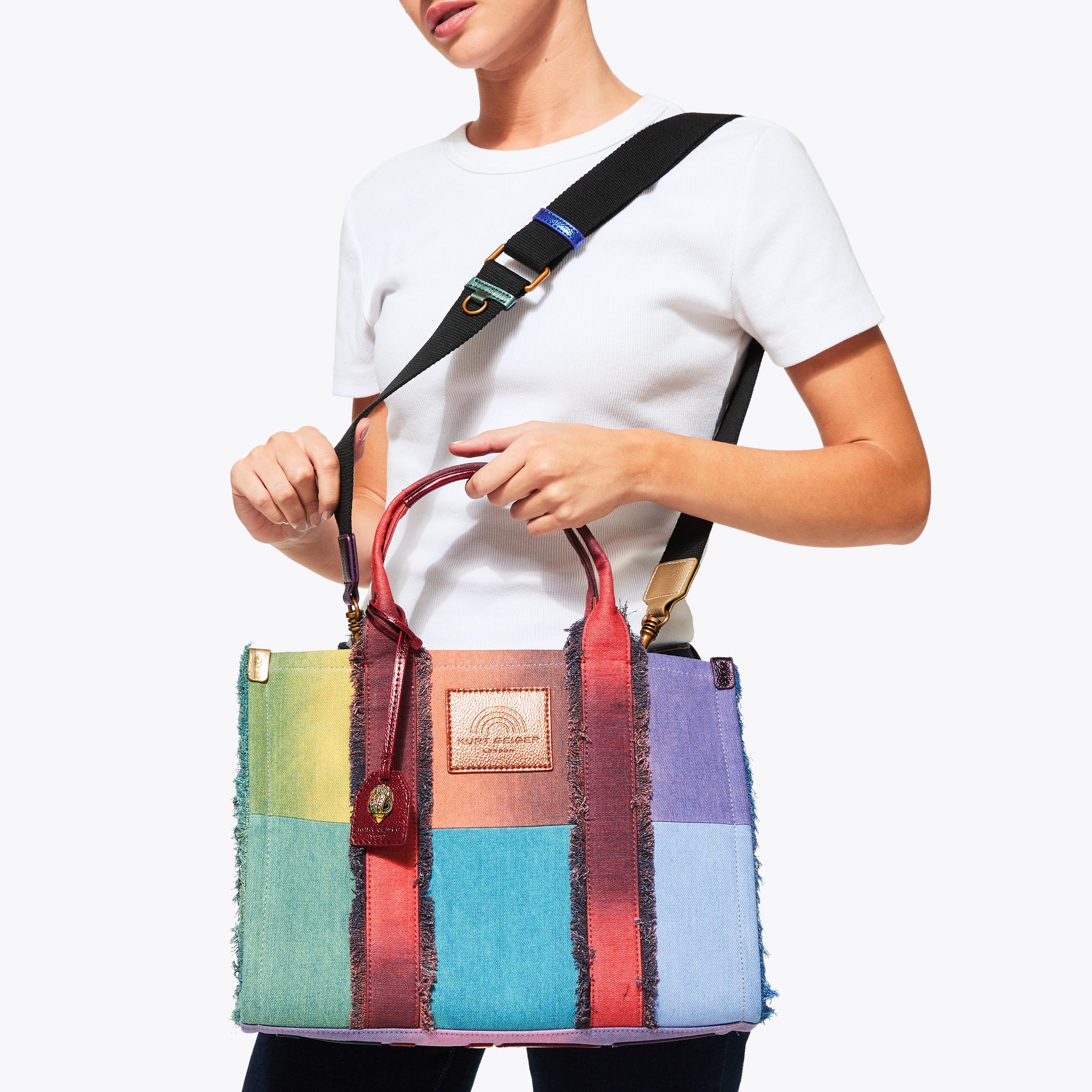 SOUTHBANK TOTE Rainbow Denim Frayed Tote Bag by KURT GEIGER LONDON