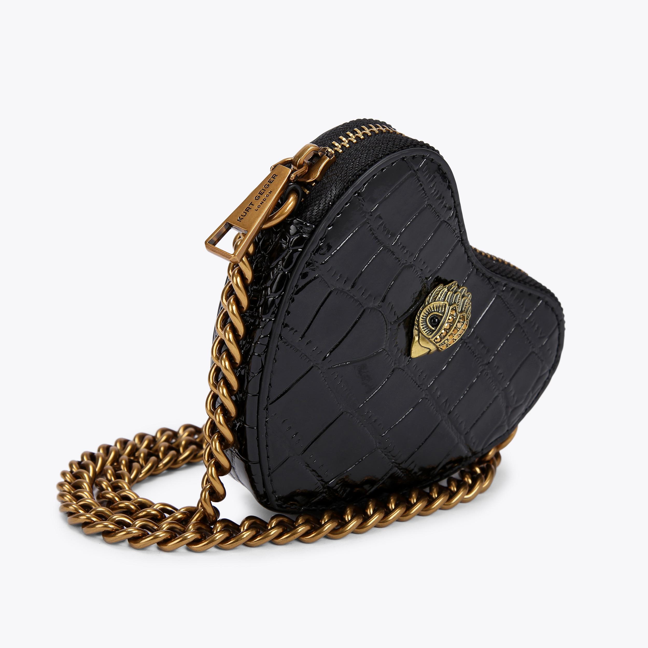 MICRO HEART CROSSBODY Black Croc Embossed Cross Body Bag by KURT GEIGER ...