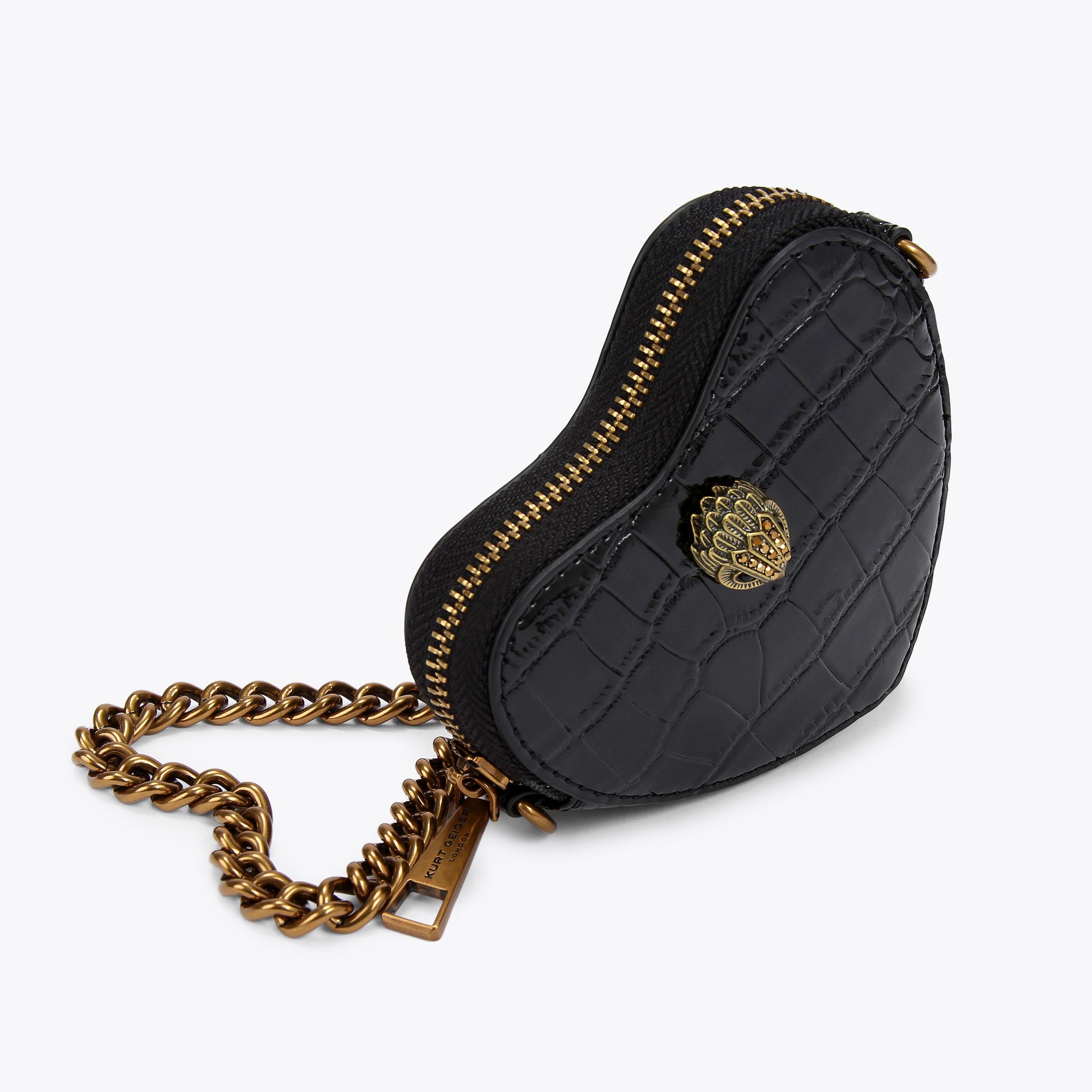 MICRO HEART CROSSBODY Black Croc Embossed Cross Body Bag by KURT GEIGER ...
