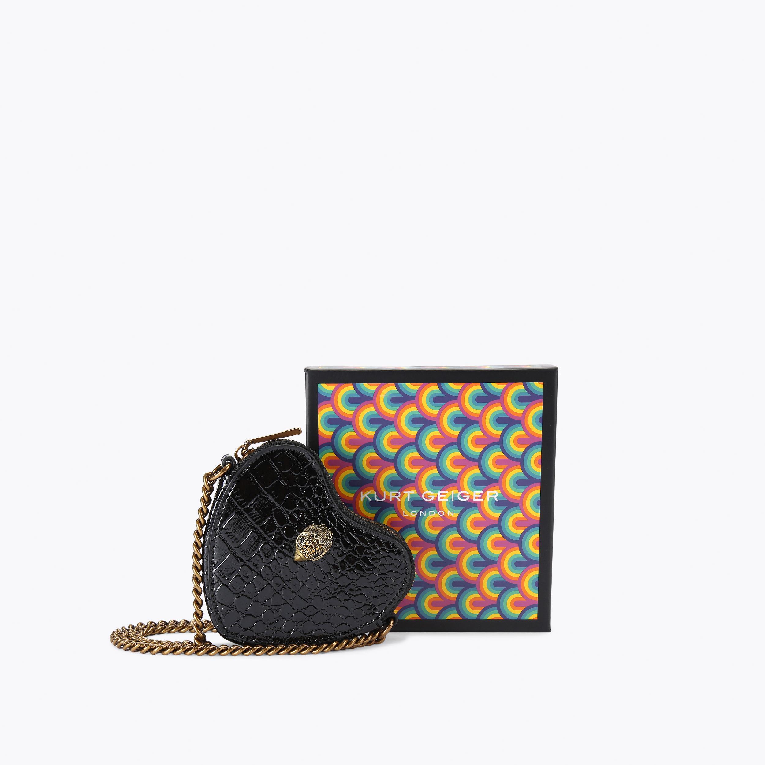 MICRO HEART CROSSBODY Croc Heart Cross Body Purse by KURT GEIGER LONDON