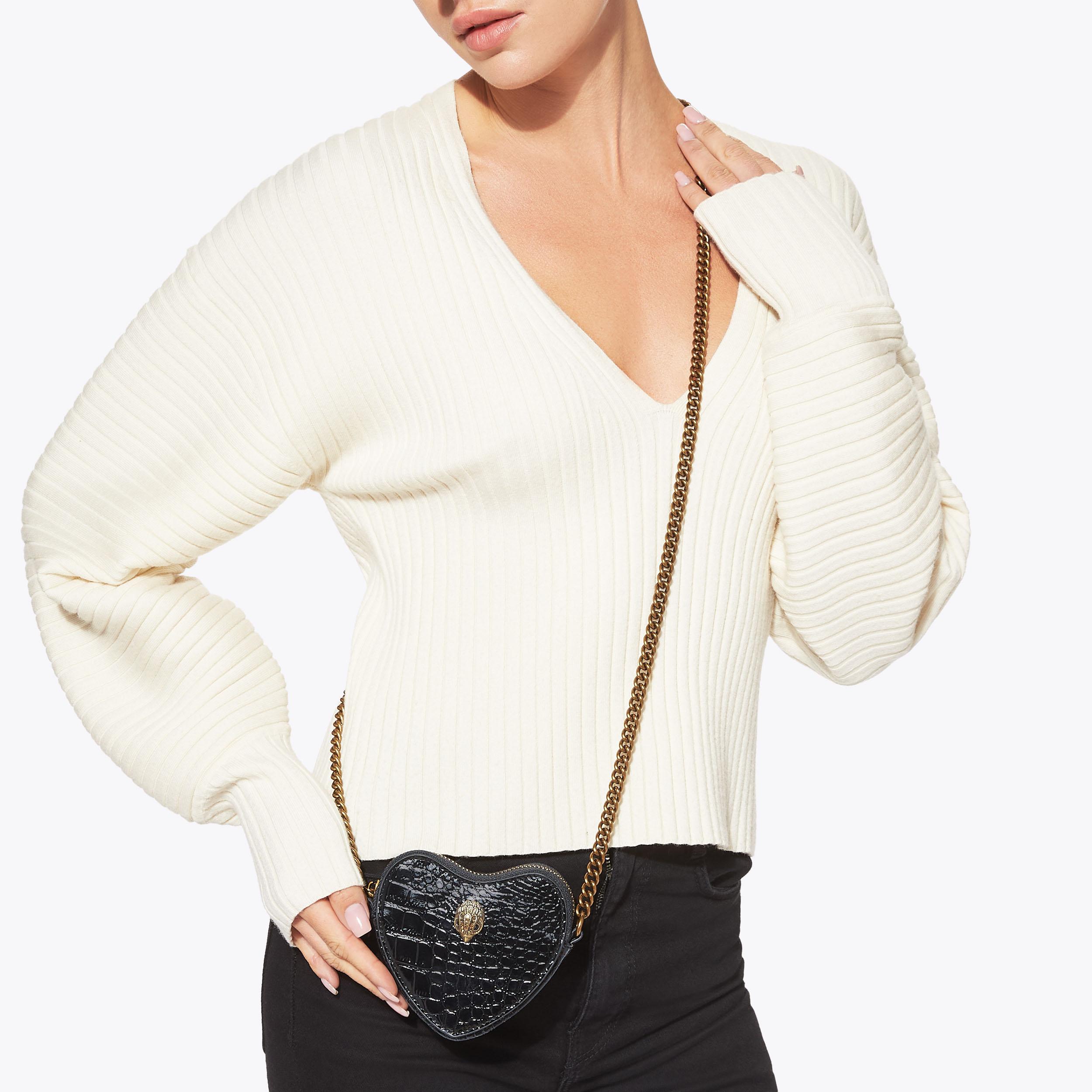 MICRO HEART CROSSBODY Croc Heart Cross Body Purse by KURT GEIGER LONDON