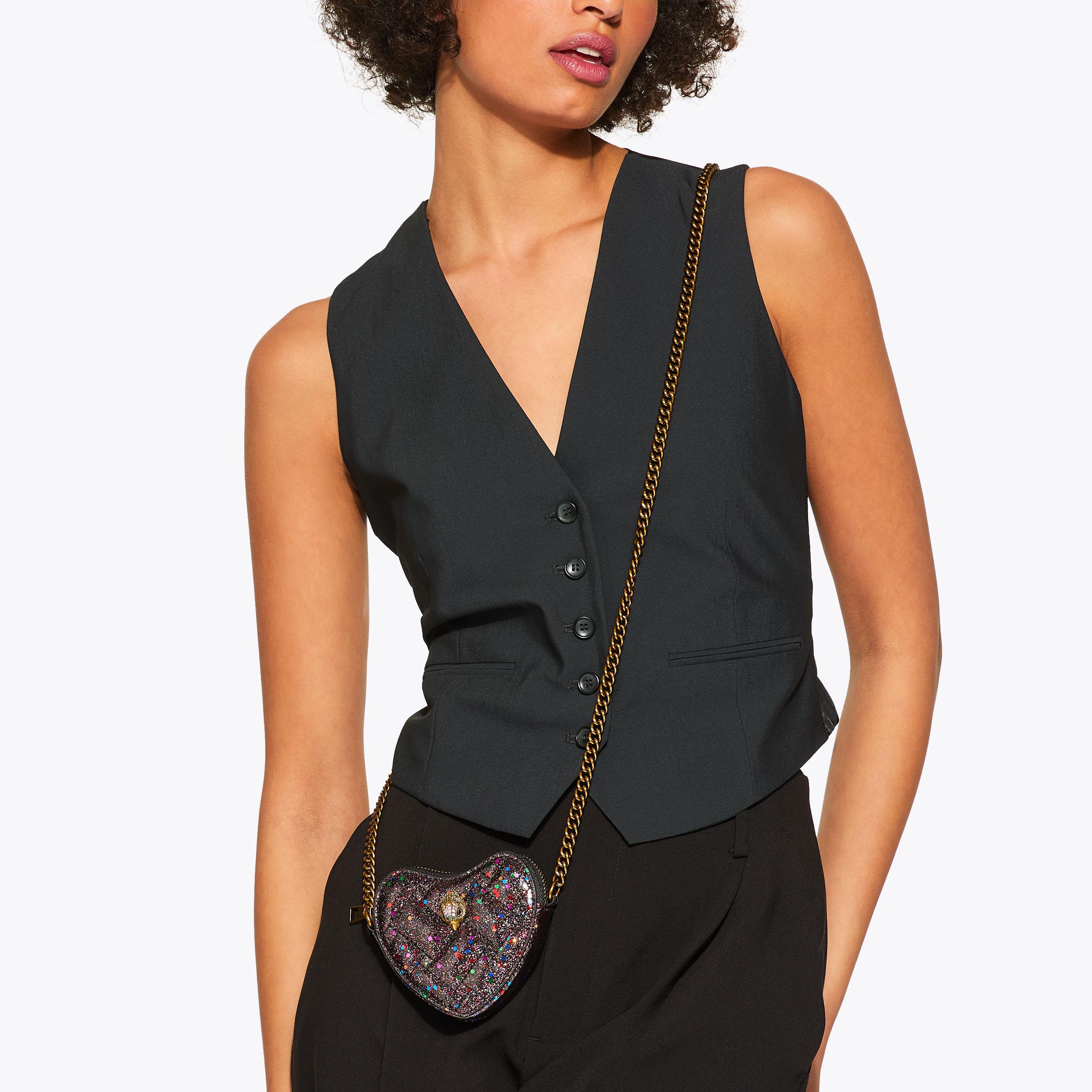 MICRO HEART CROSSBODY Glitter Vinyl Cross Body Purse by KURT GEIGER LONDON