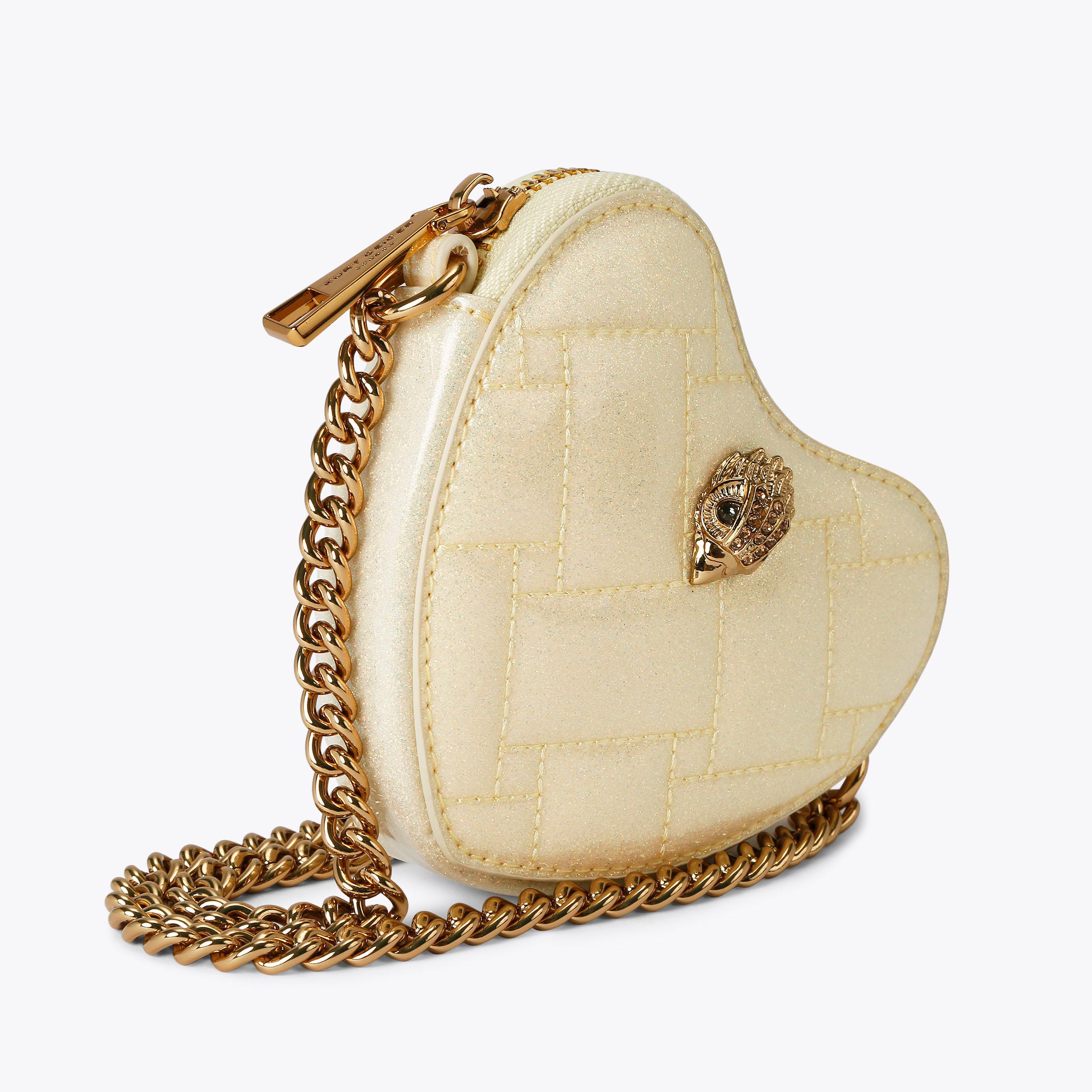 MICRO HEART CROSSBODY Champagne Glitter Cross Body Bag by KURT GEIGER ...