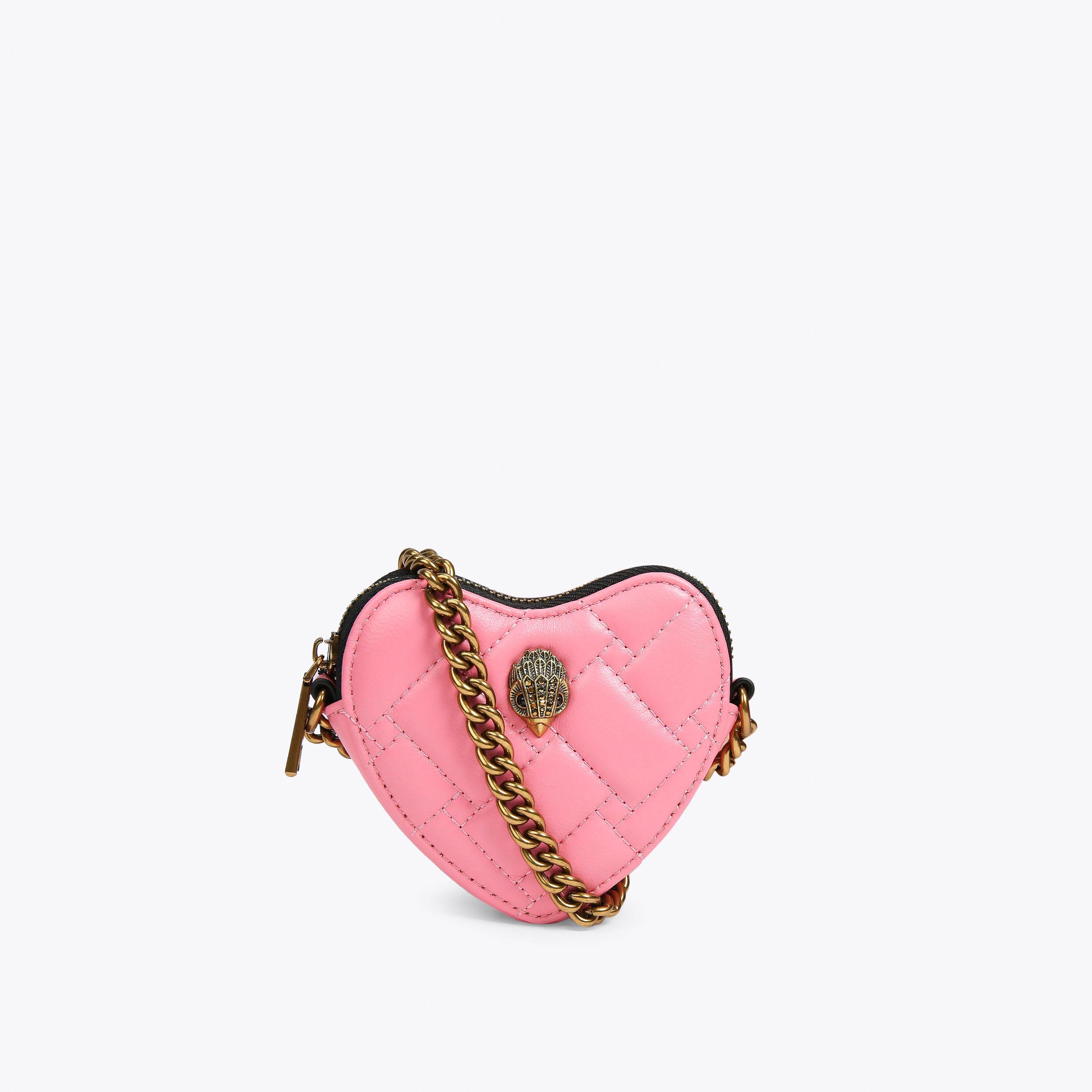 MICRO HEART CROSSBODY Pink Leather Cross Body Bag by KURT GEIGER LONDON