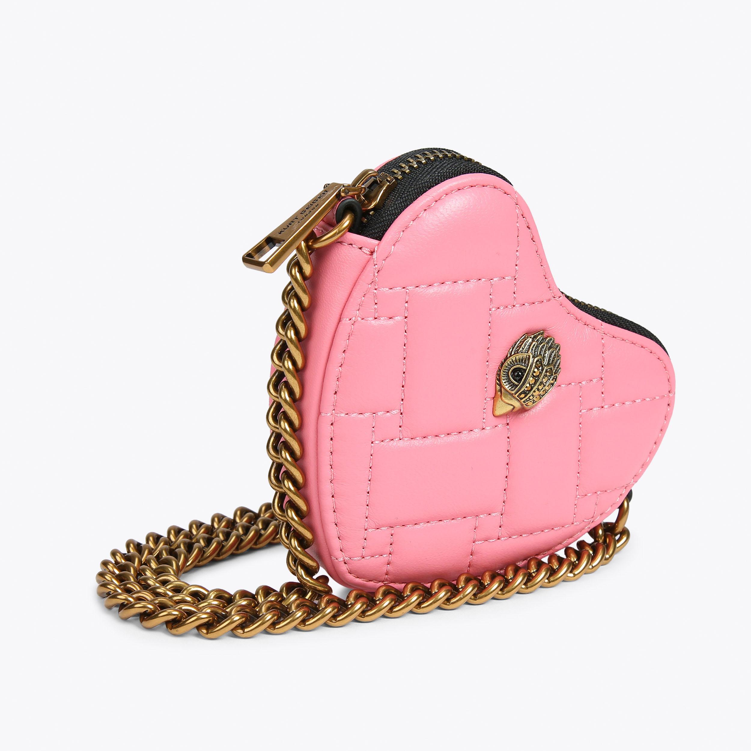 MICRO HEART CROSSBODY Pink Leather Cross Body Bag by KURT GEIGER LONDON