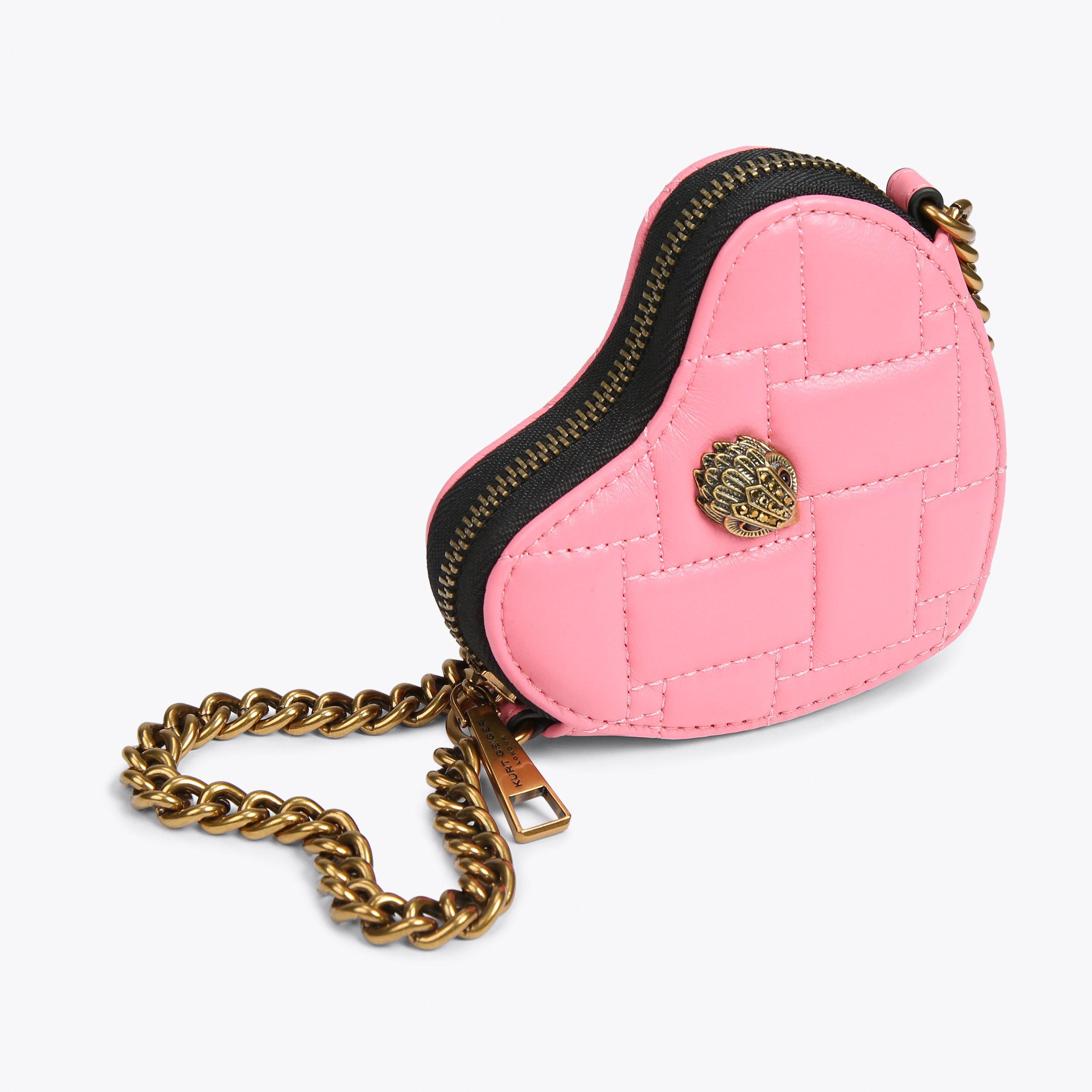 MICRO HEART CROSSBODY Pink Leather Cross Body Bag by KURT GEIGER LONDON