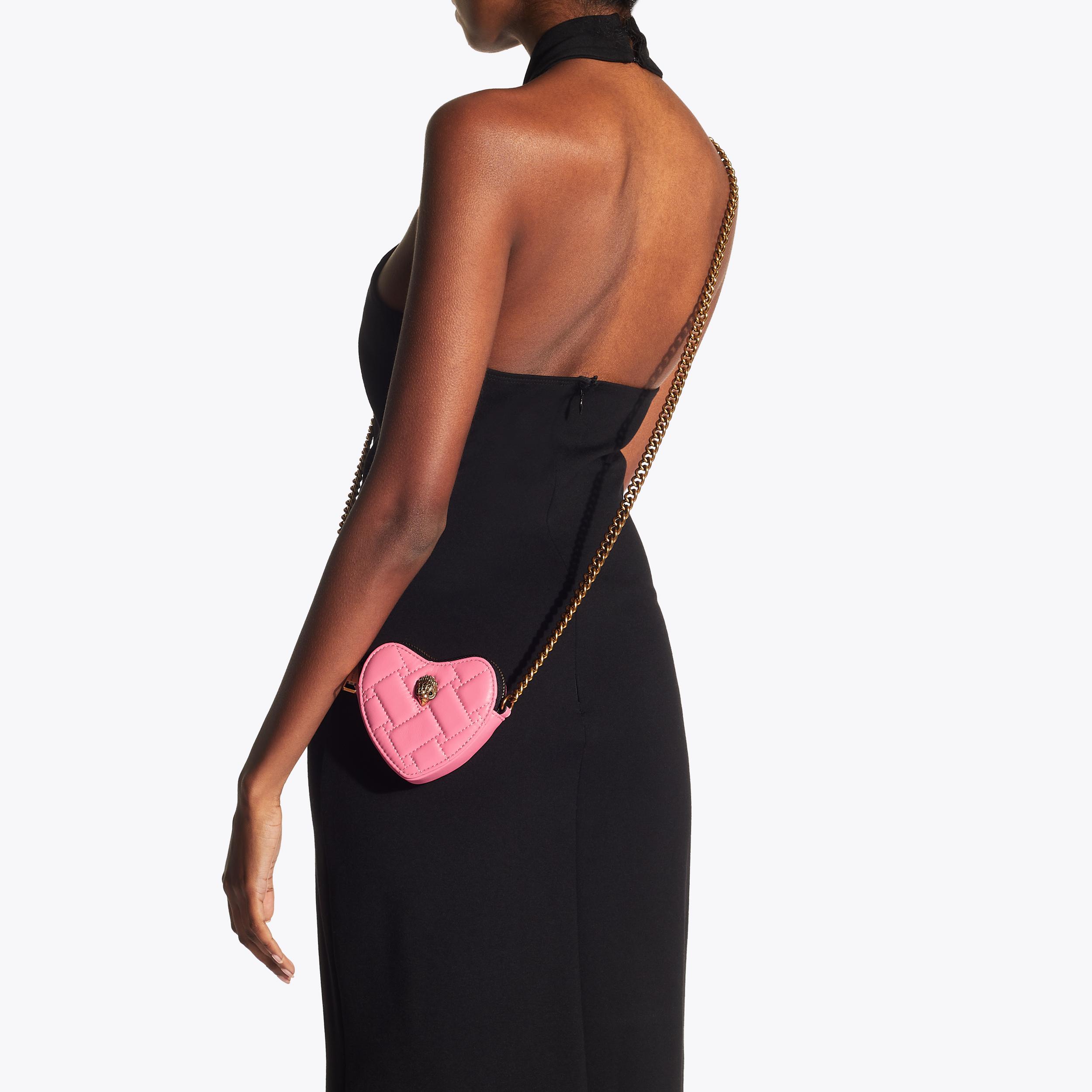 MICRO HEART CROSSBODY Pink Leather Cross Body Bag by KURT GEIGER LONDON