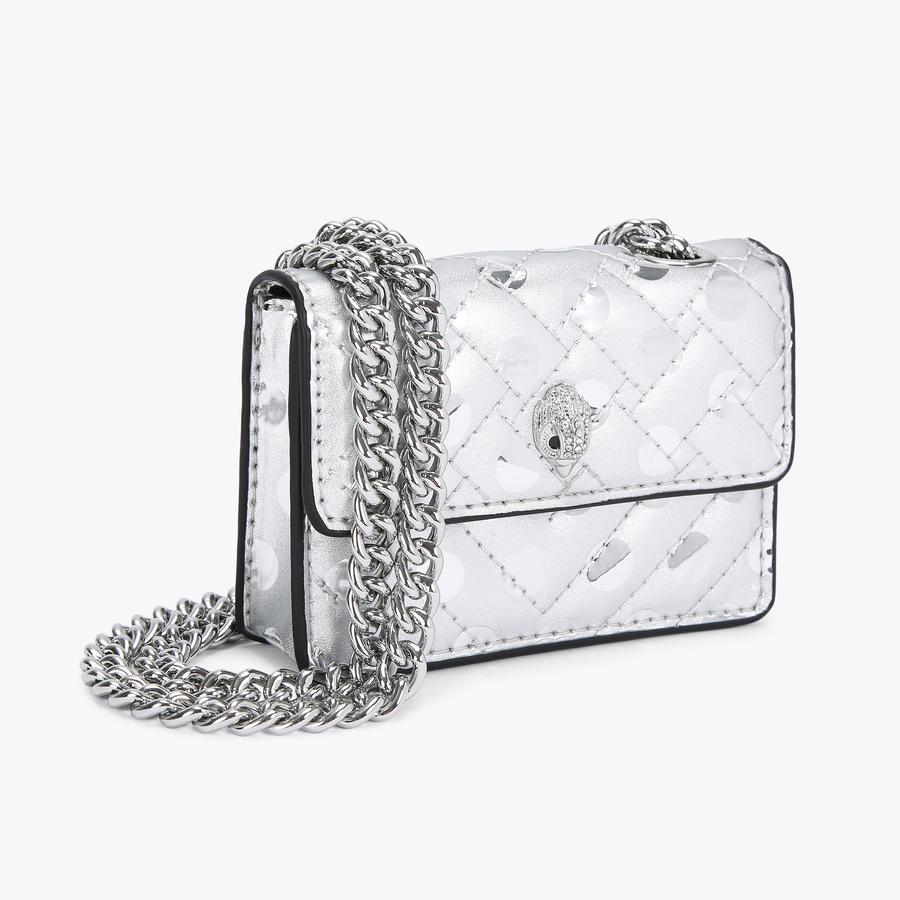 MICRO KENSINGTON Silver Cross Body Bag by KURT GEIGER LONDON MICRO KENSINGTON Silver Cross Body Bag by KURT GEIGER LONDON
