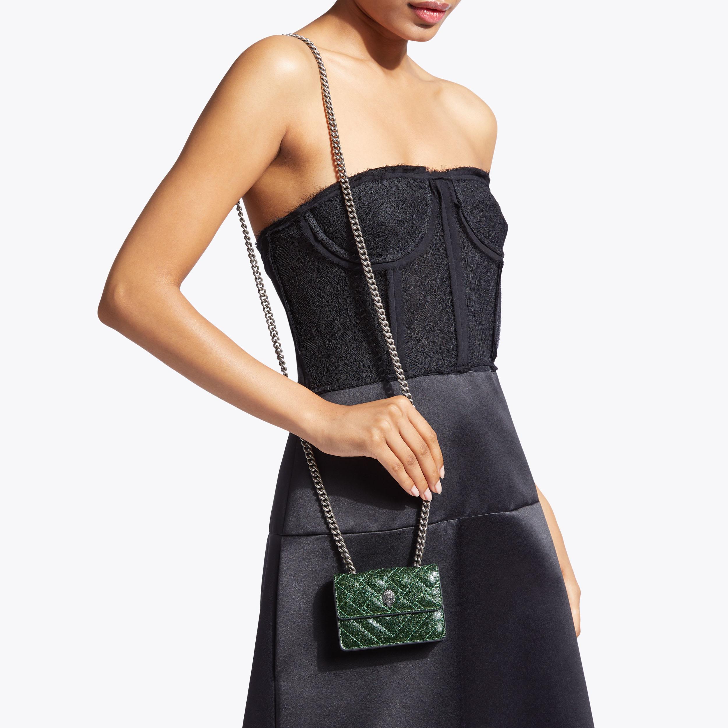 MICRO KENSINGTON Green Glitter Patent Micro Cross Body by KURT GEIGER ...