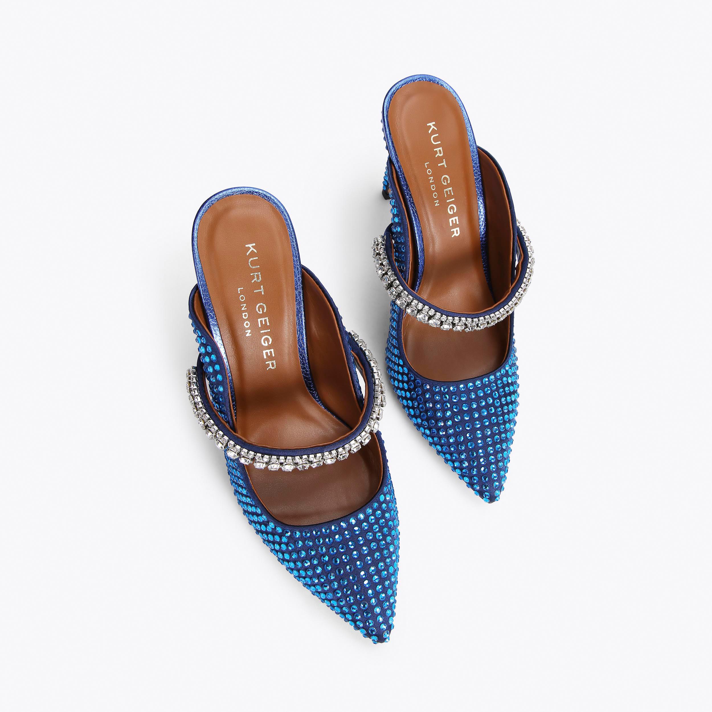 DUKE CRYSTAL Dark Blue Crystal Embellished Heels by KURT GEIGER LONDON