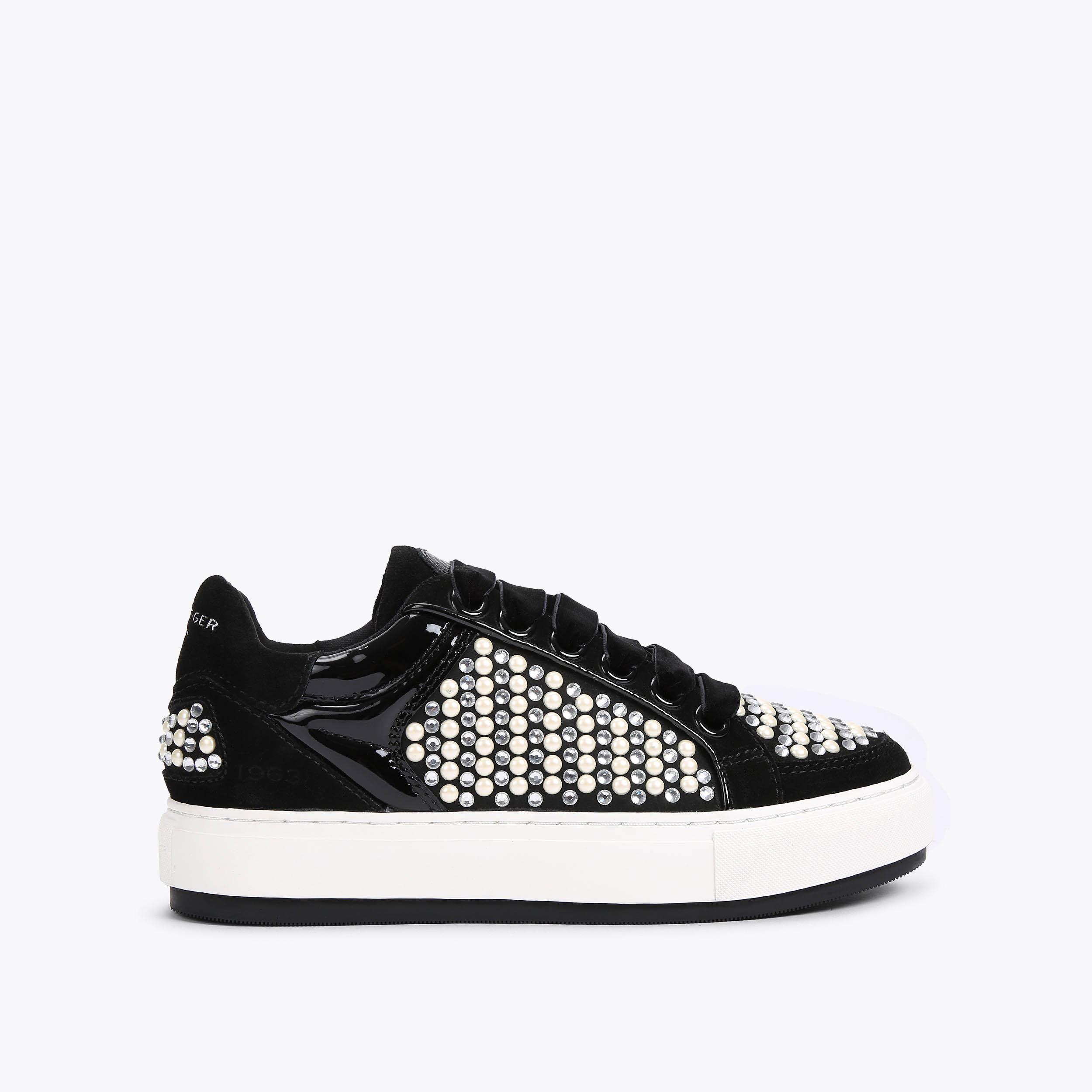 SOUTHBANK Black Crystal Low Top Sneaker by KURT GEIGER LONDON